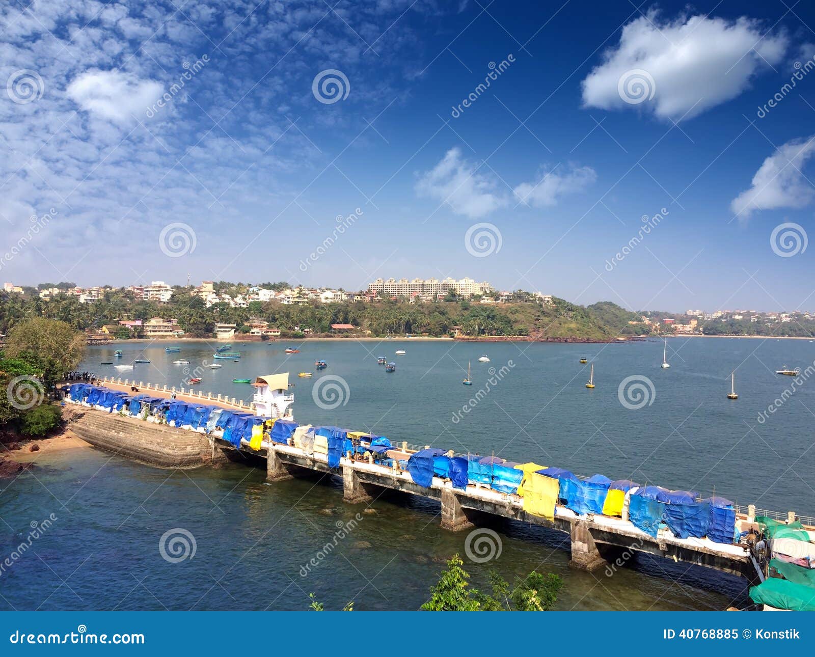 Bridge on the Dona Paula Cape. Goa Stock Image - Image of dona, blue ...