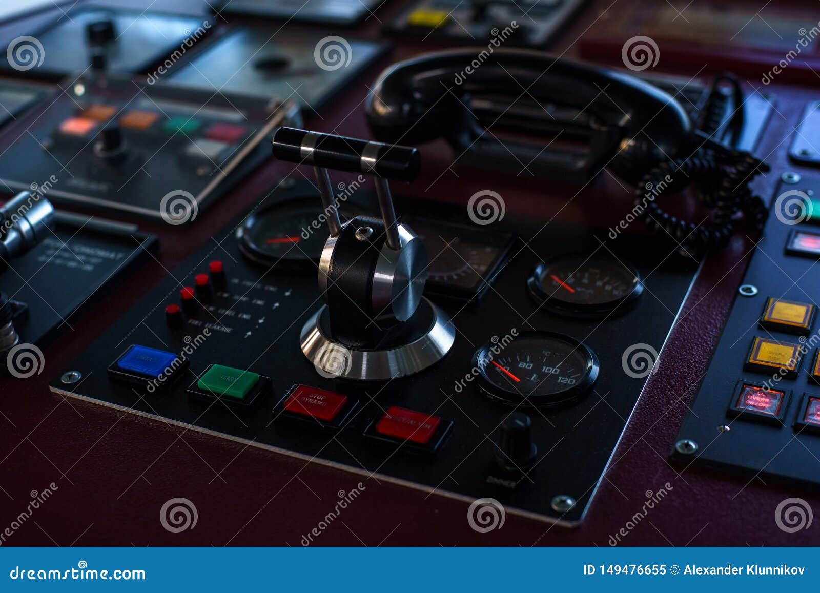 Bridge Equipment. Control of Bowthruster 360 Degrees. Blur. Close-up ...