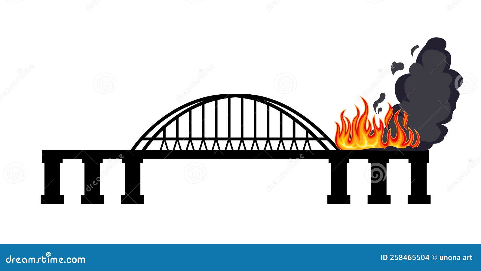 The Bridge is on Fire. Fire and Clouds of Smoke Stock Vector ...