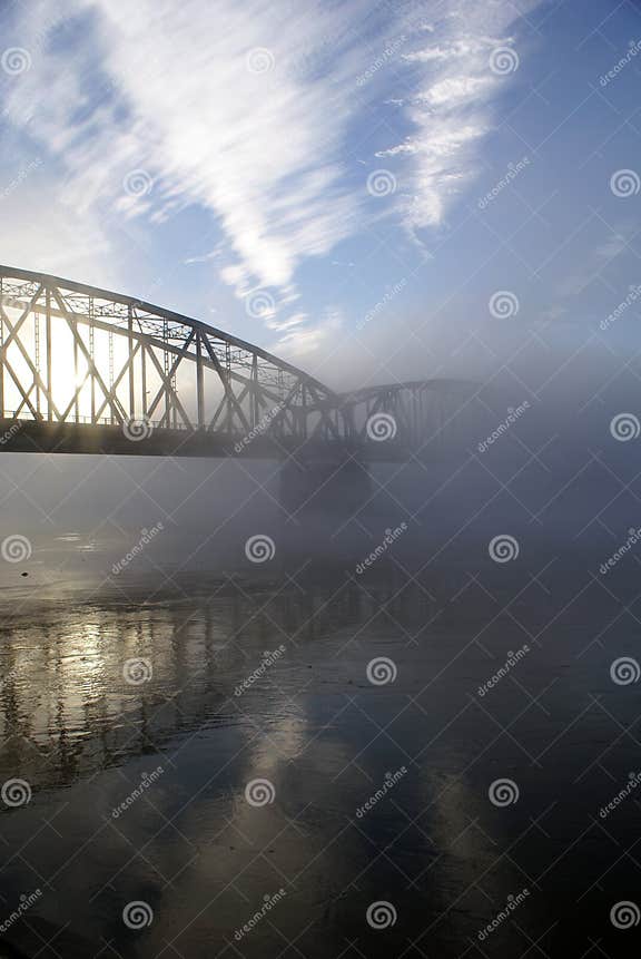 Bridge in fog stock photo. Image of crossing, morning - 4027912
