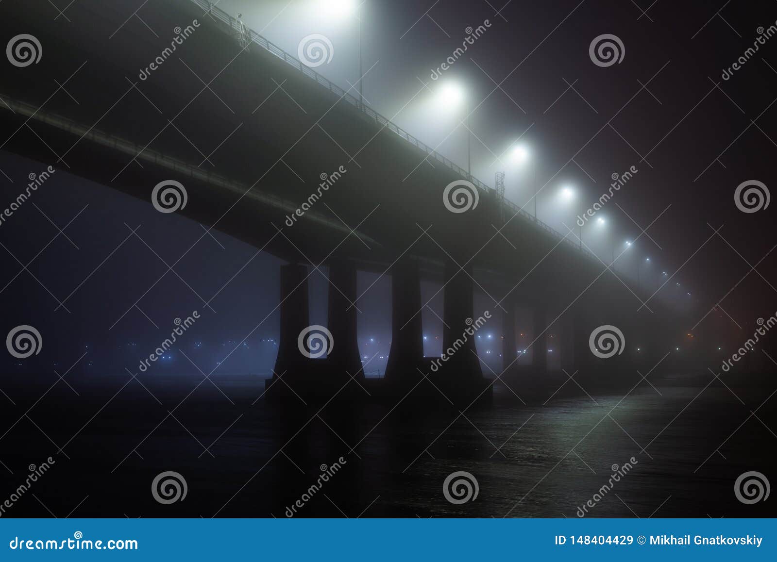 Bridge in the fog or mist stock image. Image of architecture - 148404429