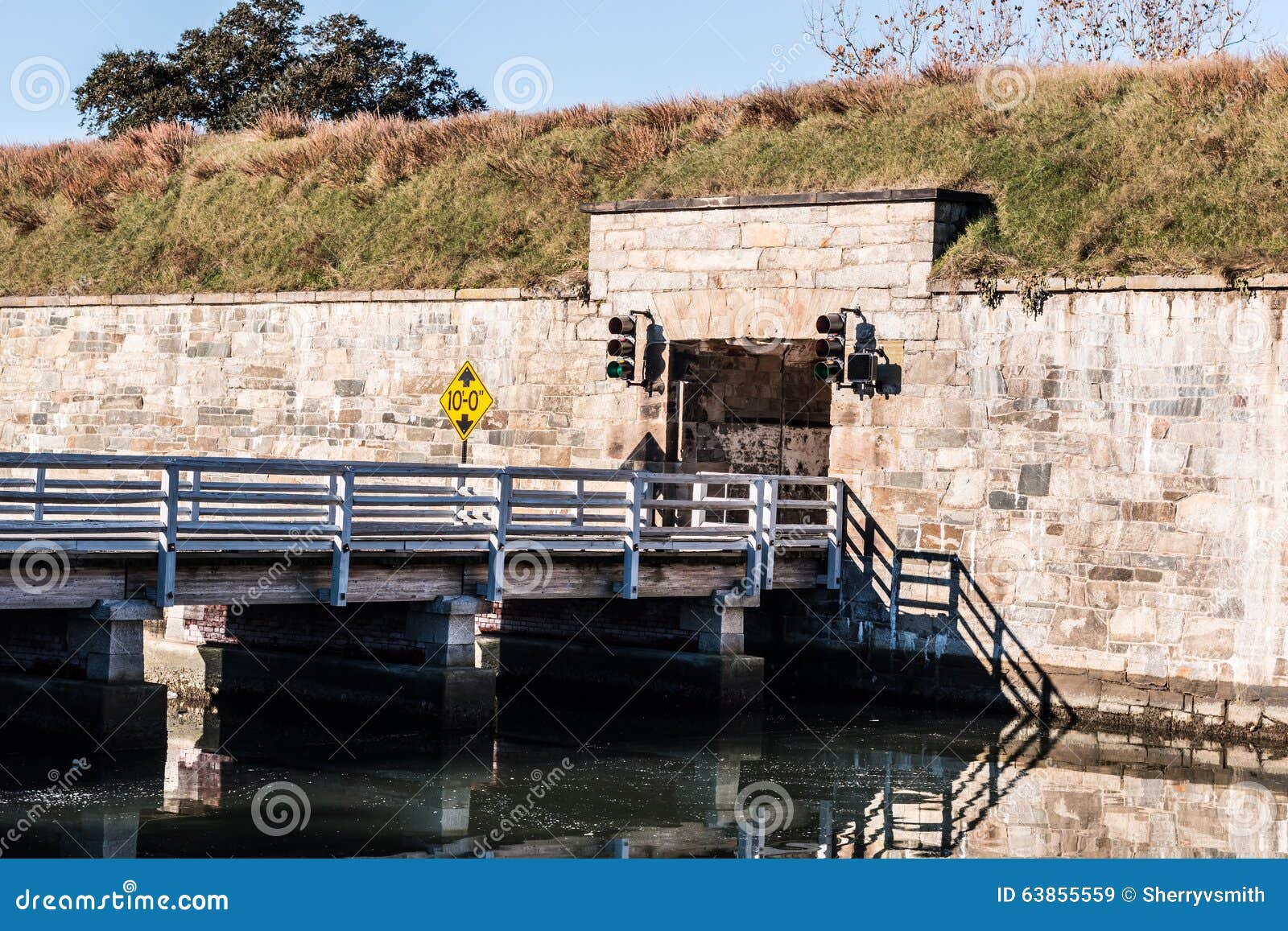 Bridge at Fort Monroe in Hampton, Virginia. Stock Image - Image of ...