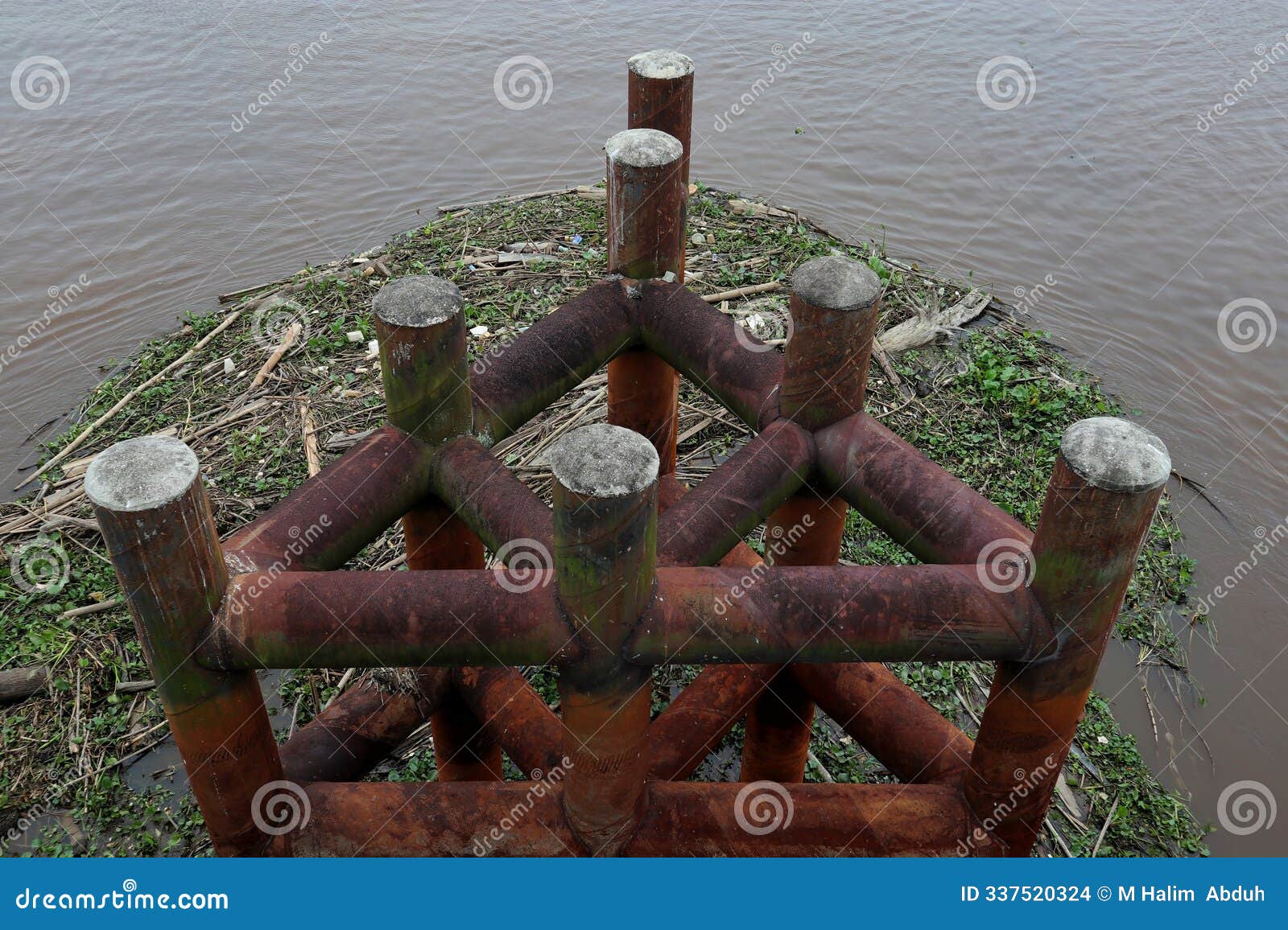 A Bridge Foundation Structure Made of Rusty Scrap Iron Stock Photo ...