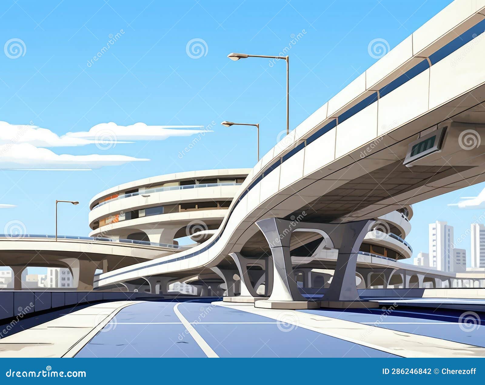 Bridge of the future stock illustration. Illustration of design - 286246842