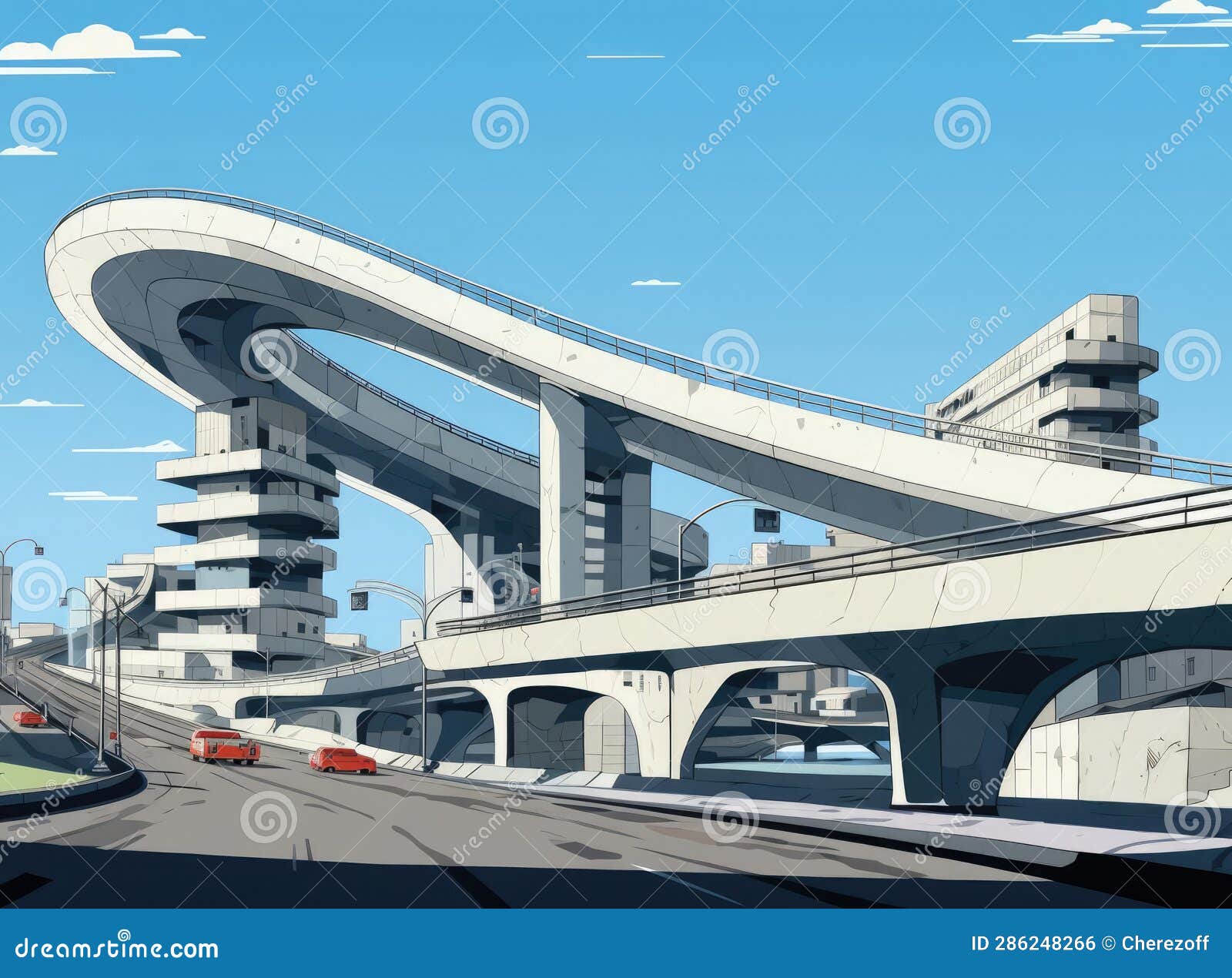 Bridge of the future stock illustration. Illustration of street - 286248266