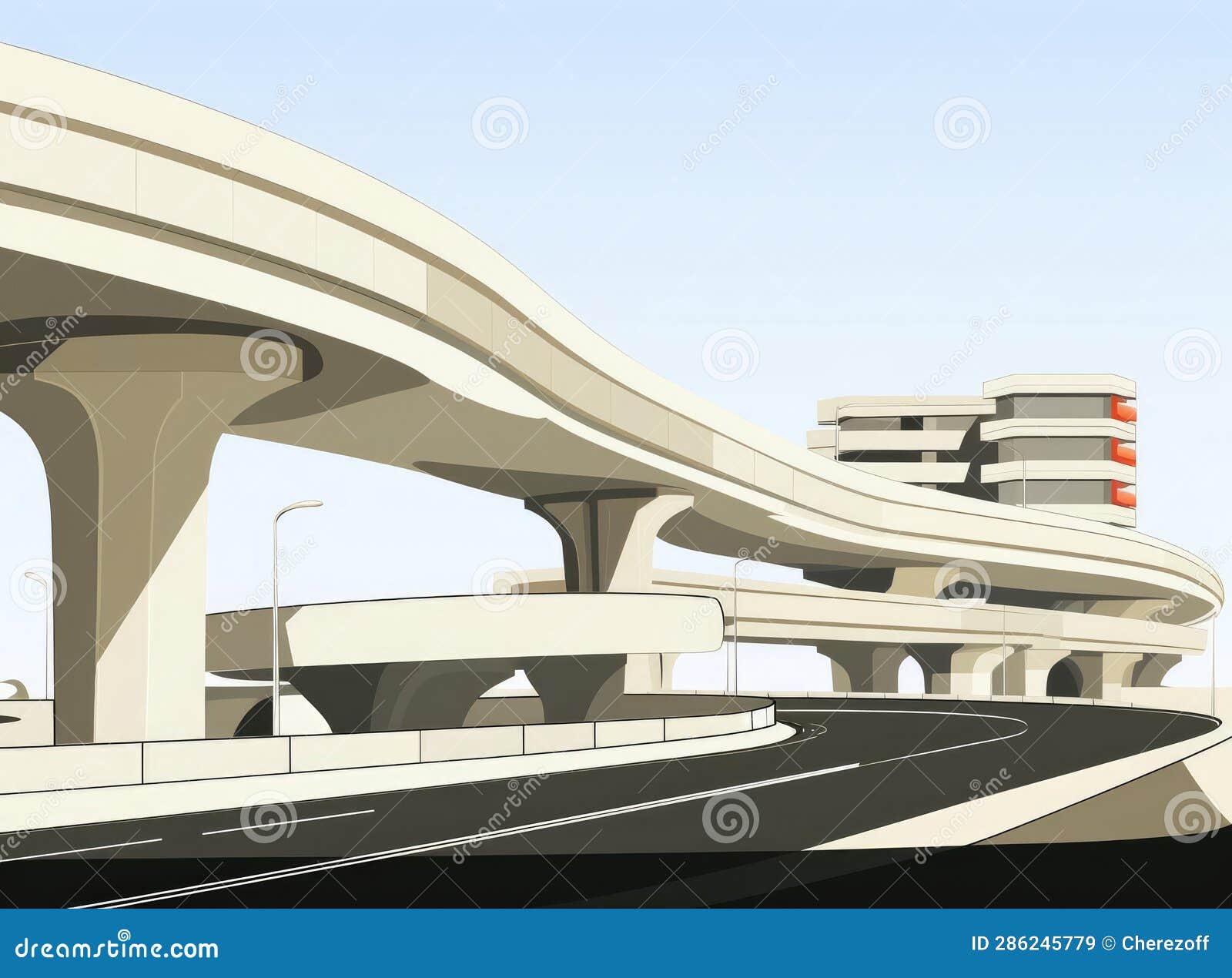 Bridge of the future stock illustration. Illustration of urban - 286245779