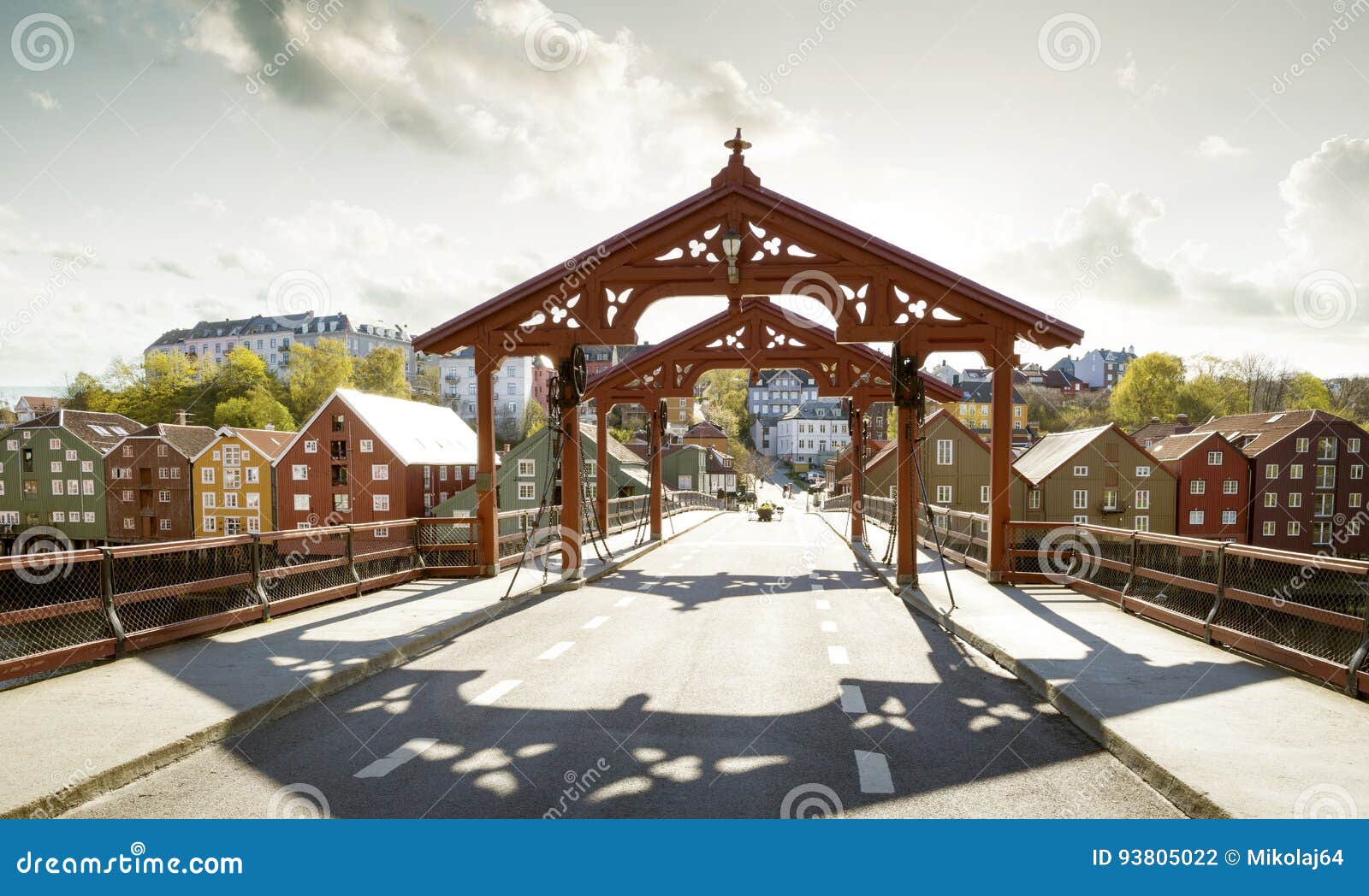 Bridge Gamle Bybro in Trondheim Stock Photo - Image of gamle, colorful ...