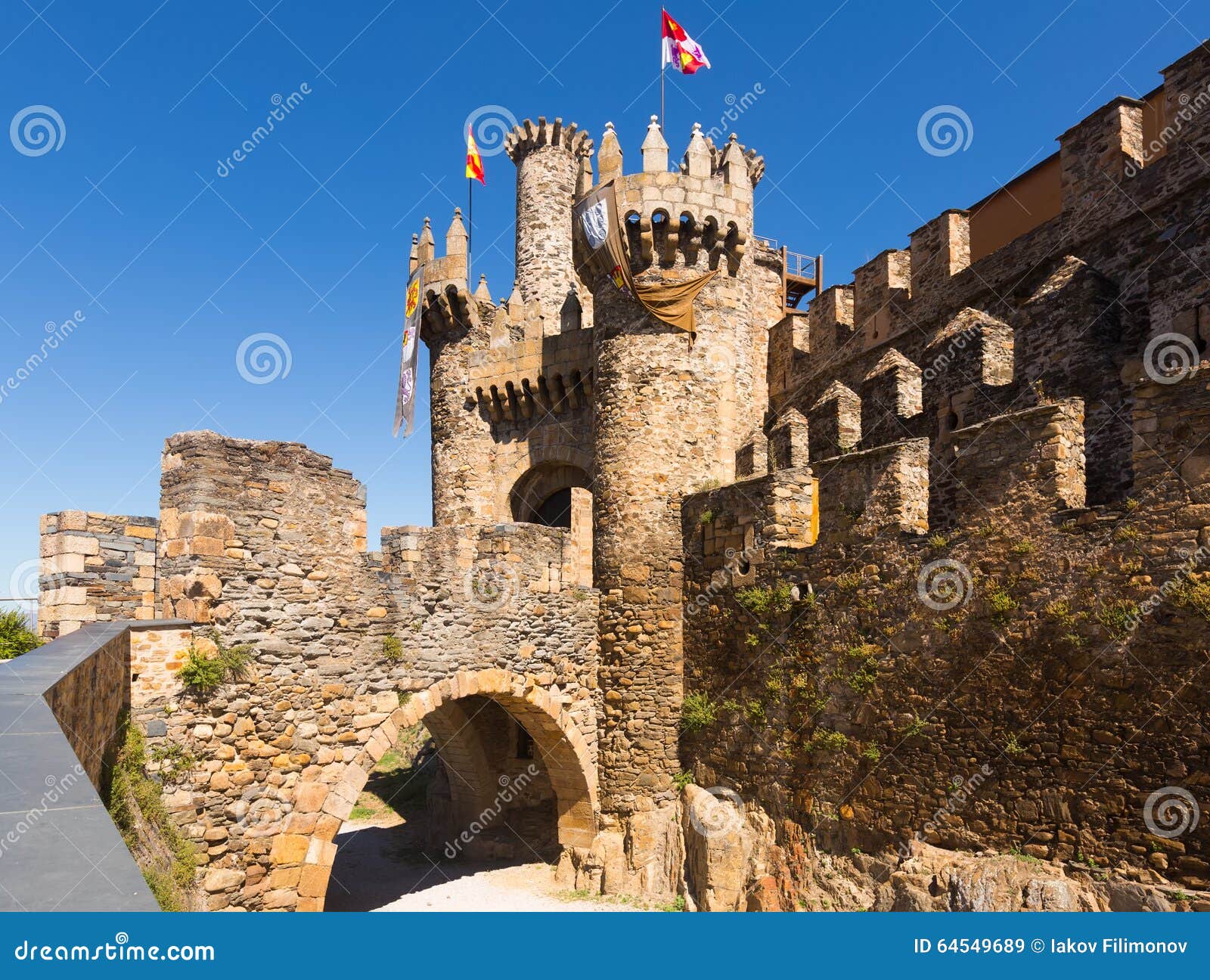 Bridge and Gate of the Templar Castle in Ponferrada Stock Image - Image ...