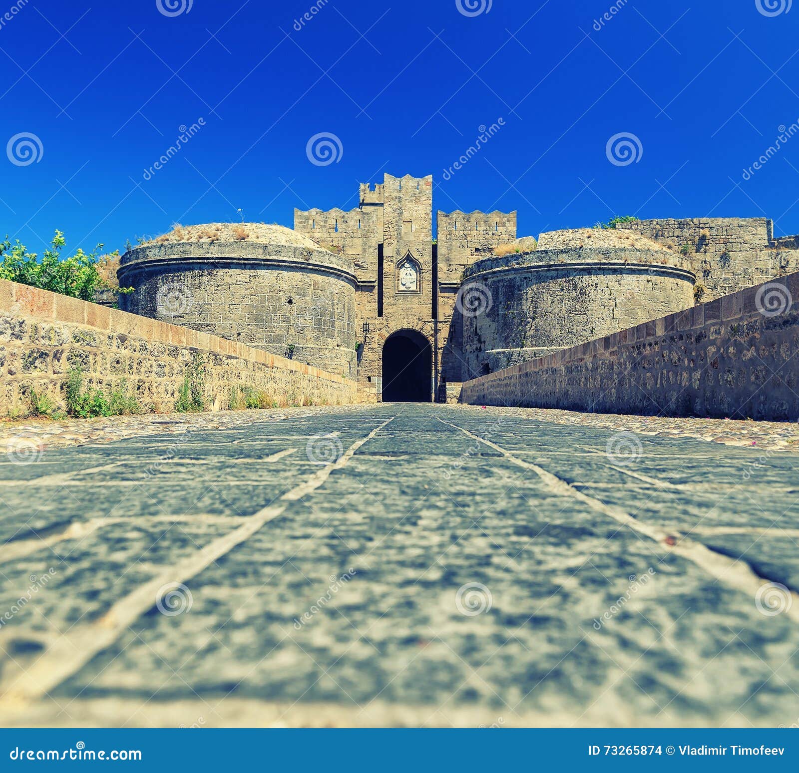 Bridge Gate Two Towers Castle Rhodes View Below Stock Photos - Free ...