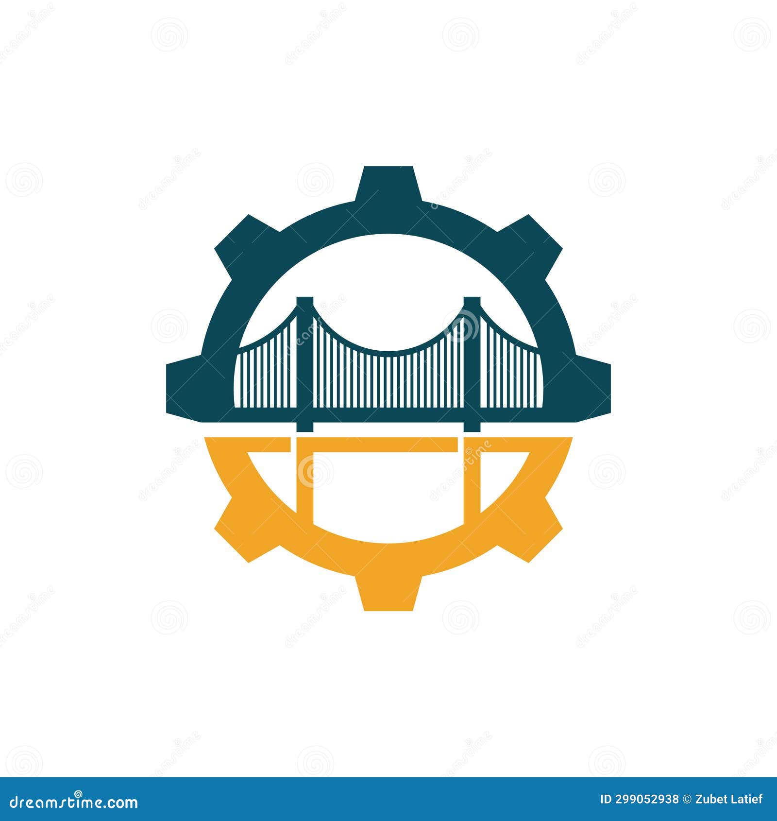 Bridge with Gear Logo Design Vector Illustration, Logo Design Template ...