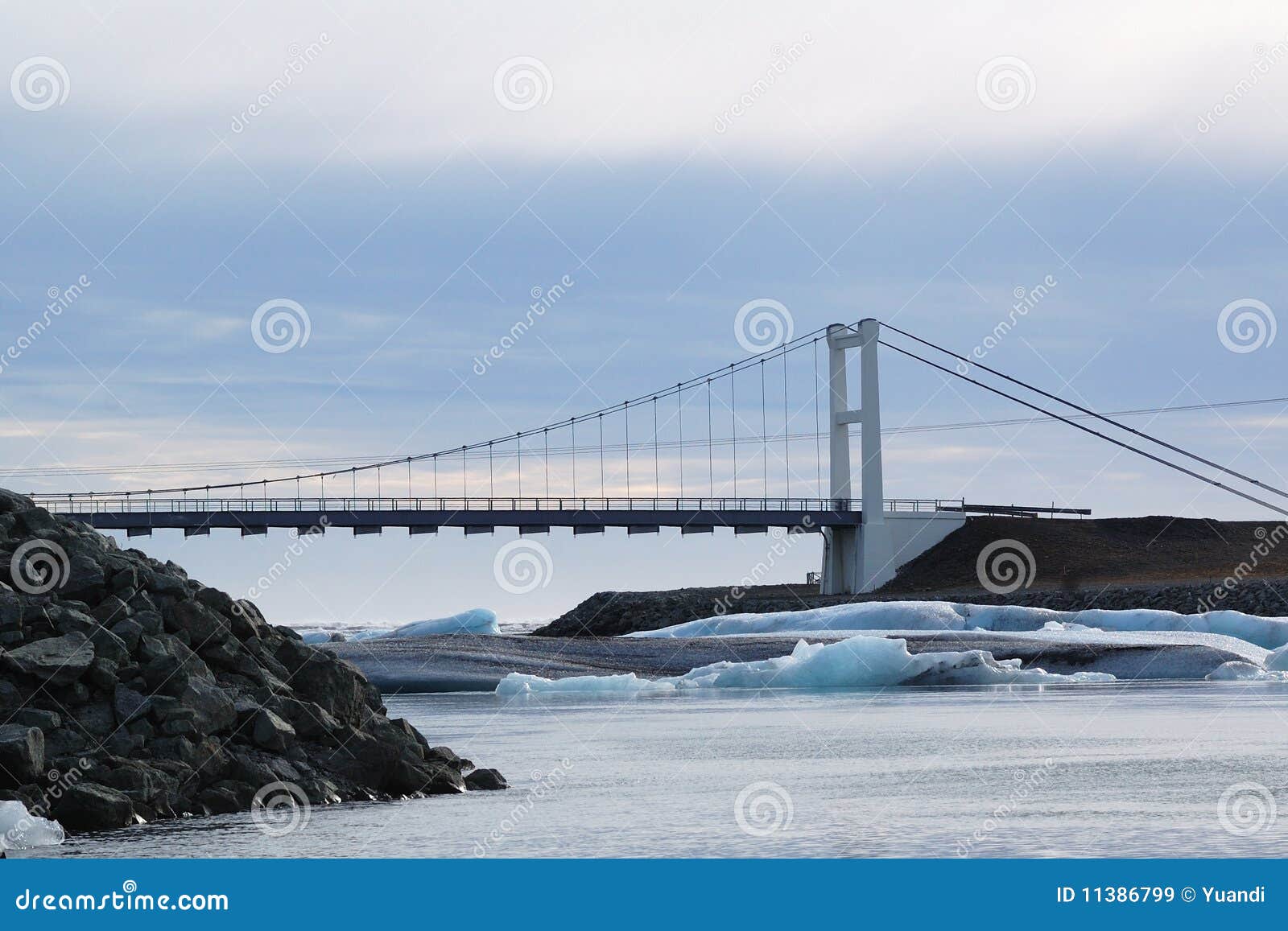 Bridge in the Glacier Lagoon Stock Image - Image of blue, bridge: 11386799