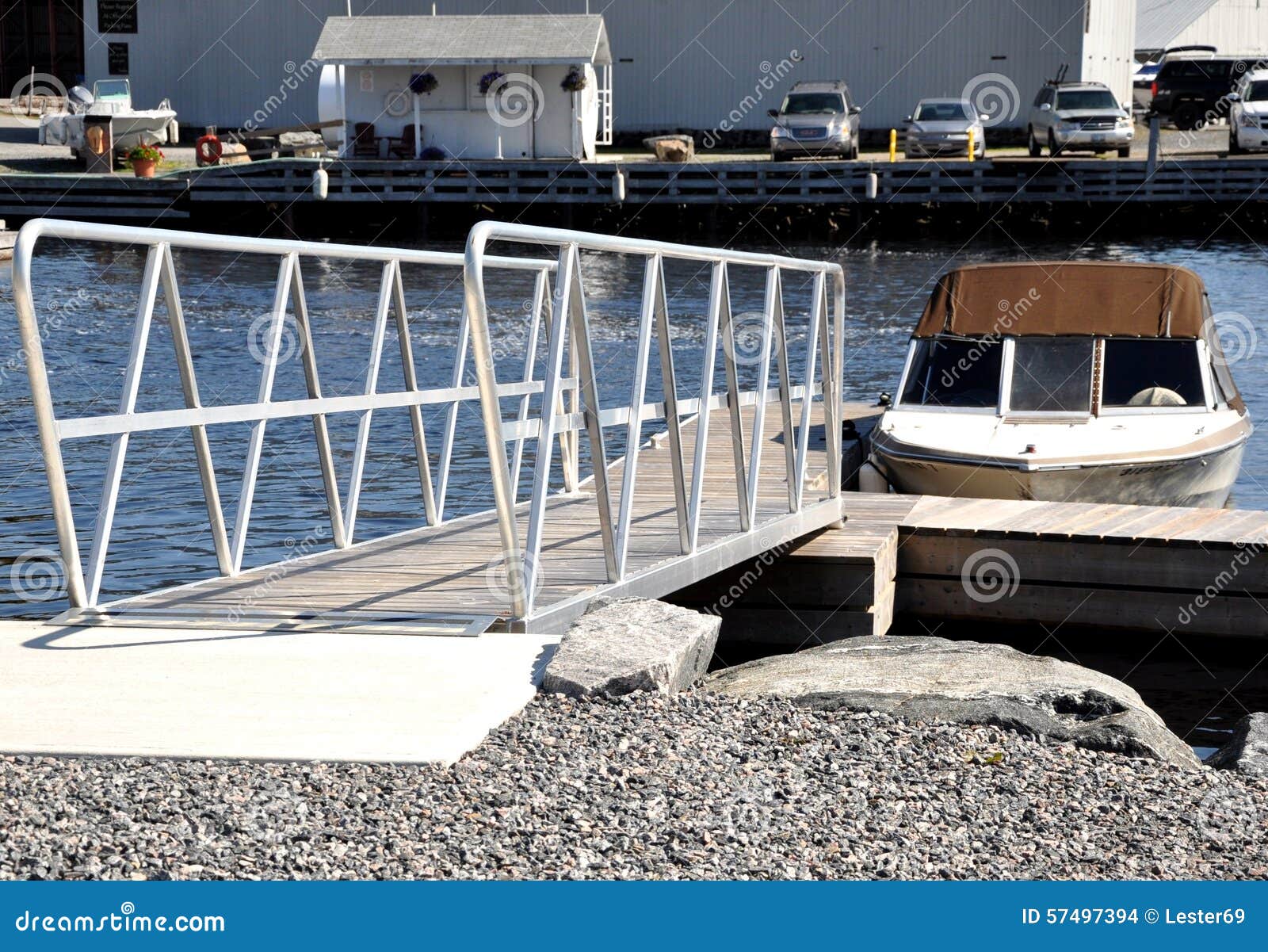 Bridge going to the boat stock photo. Image of area, facility - 57497394