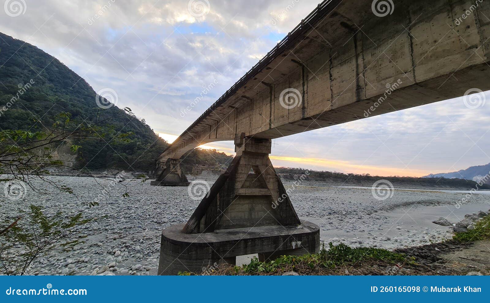 Bridge and Hills in Parashuram Kund in Lohit River Stock Photo - Image ...
