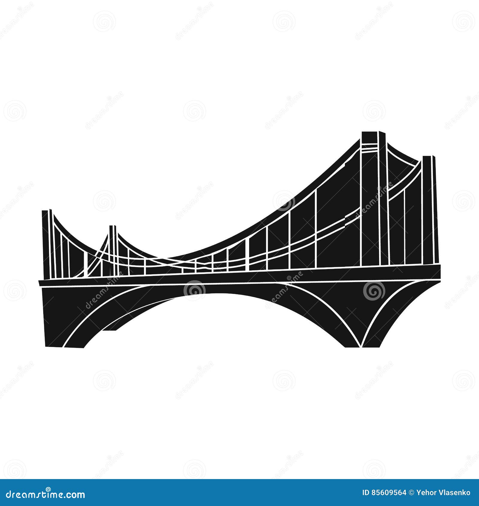 Bridge Icon in Monochrome Style Isolated on White Background. Architect ...