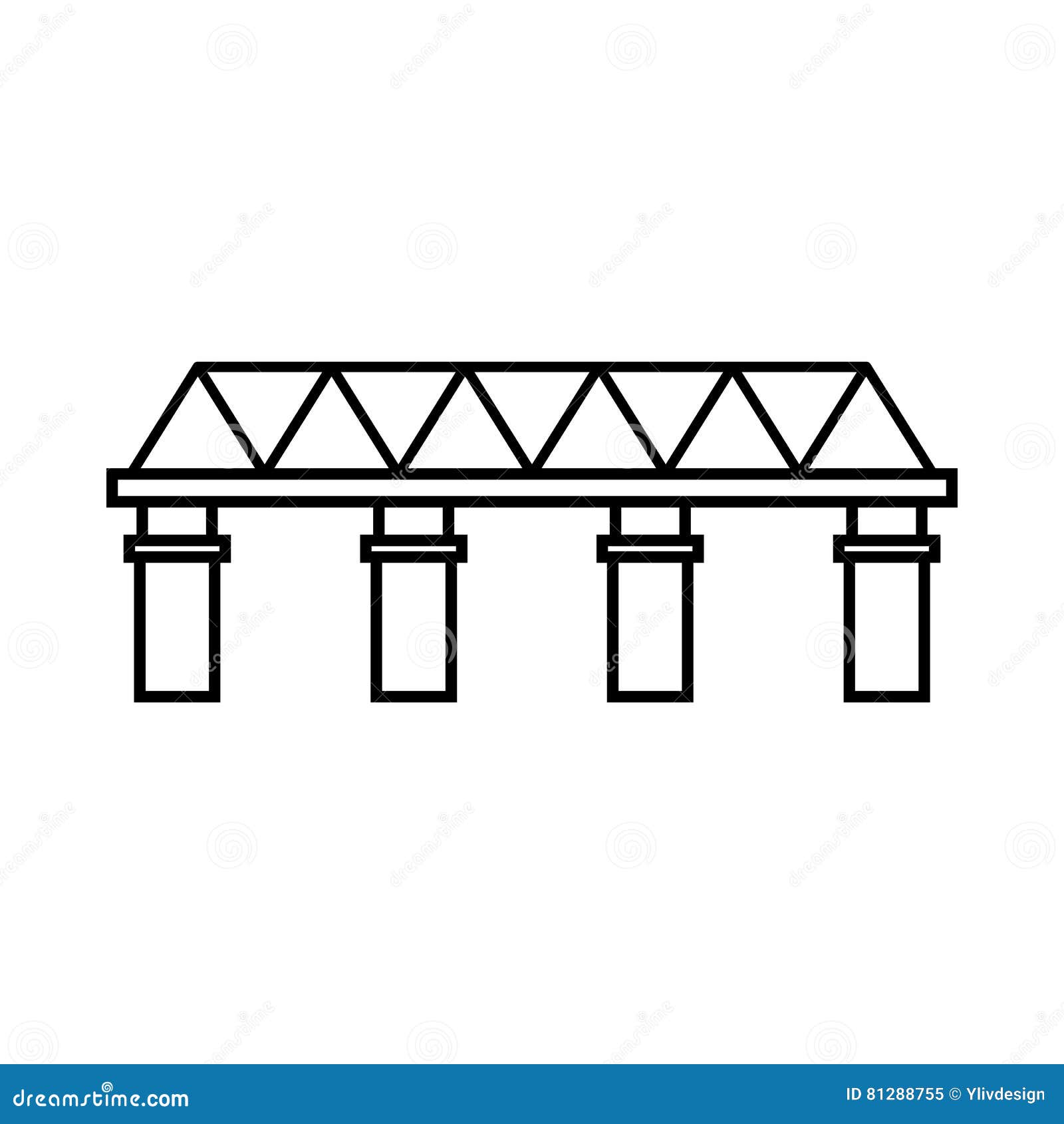 Bridge icon, outline style stock vector. Illustration of graphic - 81288755