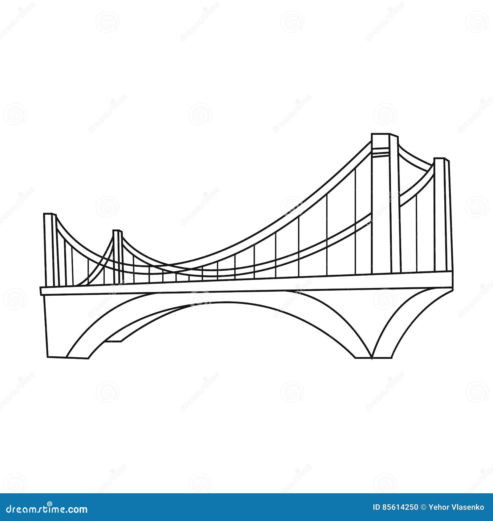 Bridge Icon in Outline Style Isolated on White Background. Architect ...