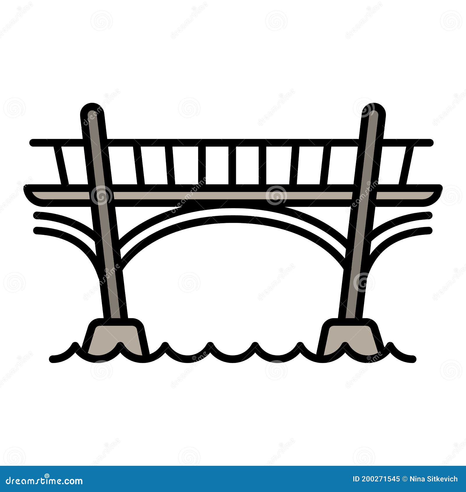 Bridge icon, outline style stock vector. Illustration of construction ...