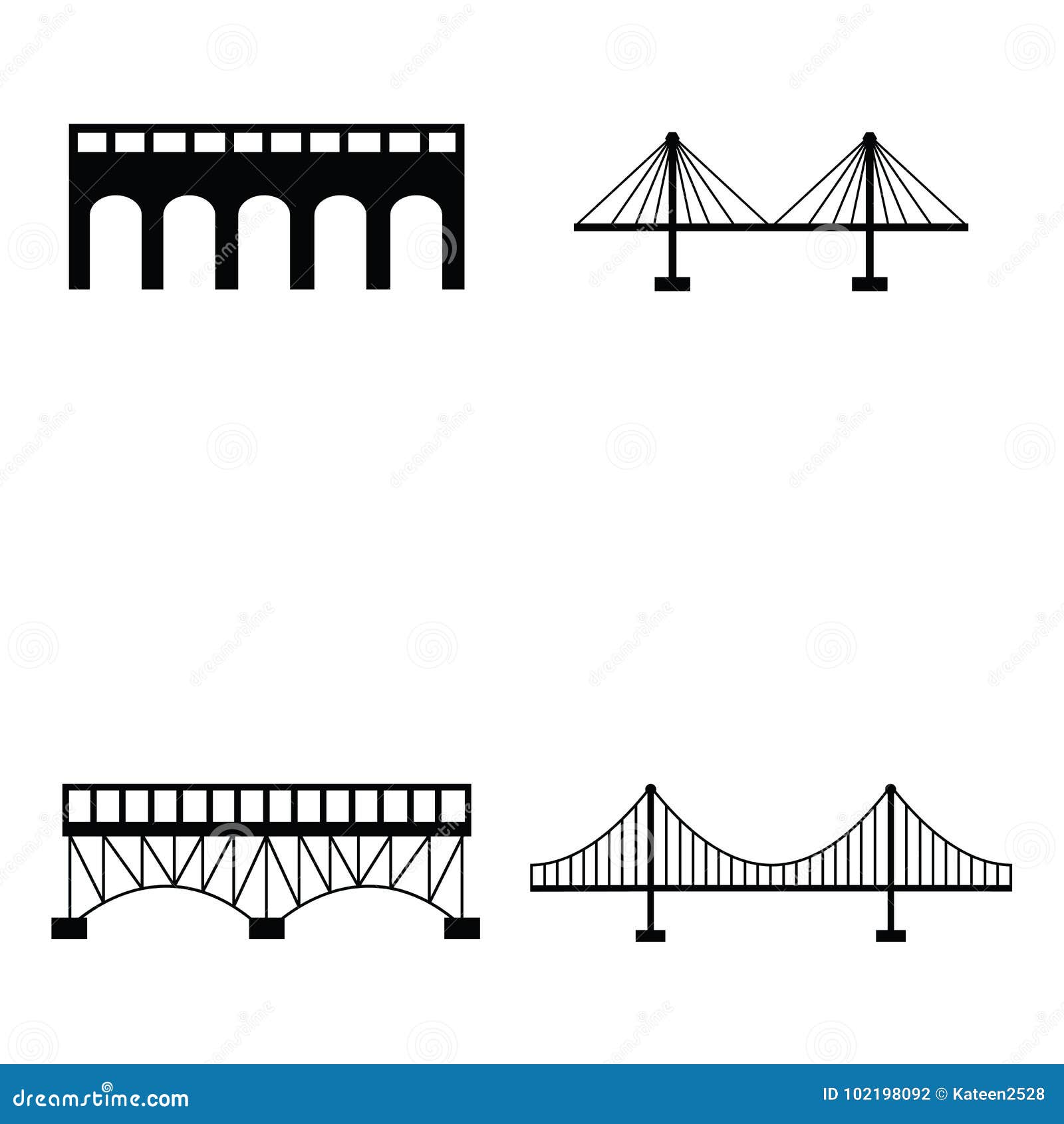 Bridge icon set stock vector. Illustration of icon, modern - 102198092