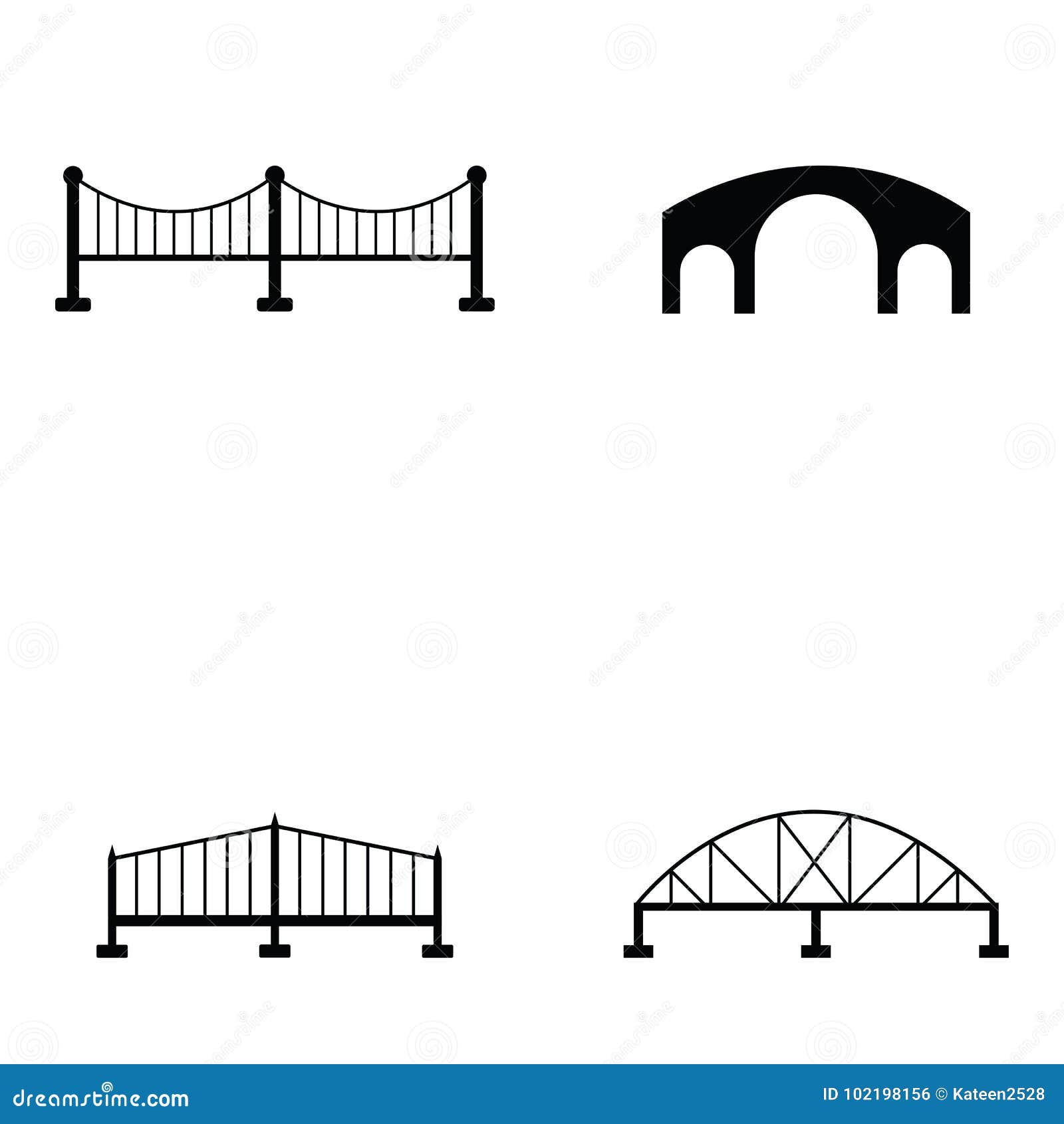 Bridge icon set stock vector. Illustration of landmark - 102198156