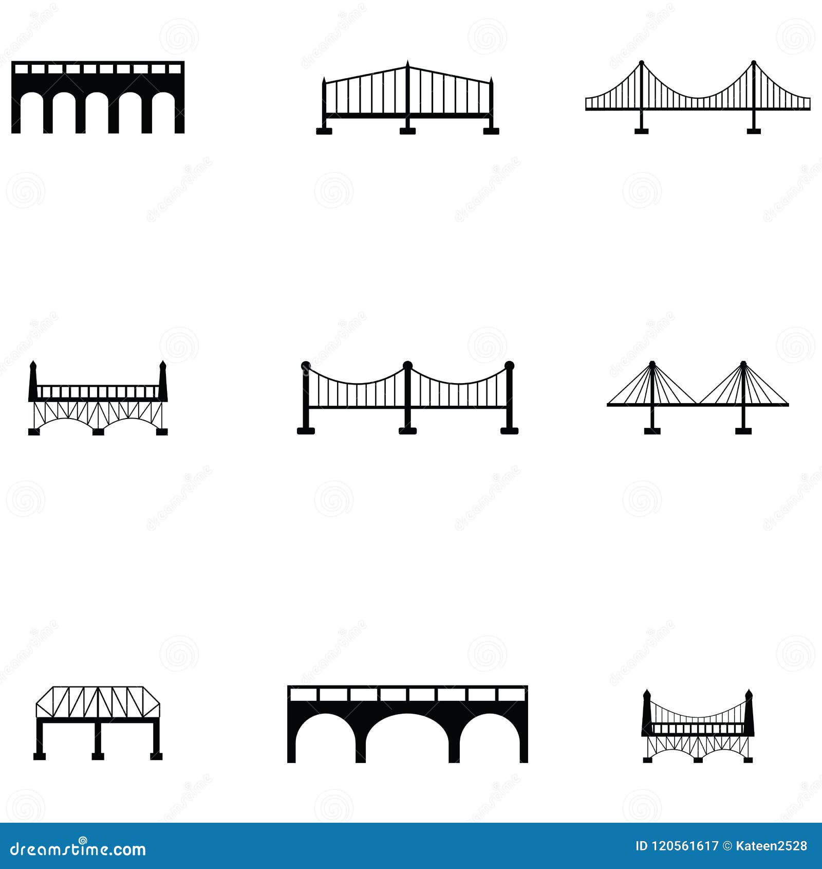 Bridge icon set stock vector. Illustration of gate, construction ...