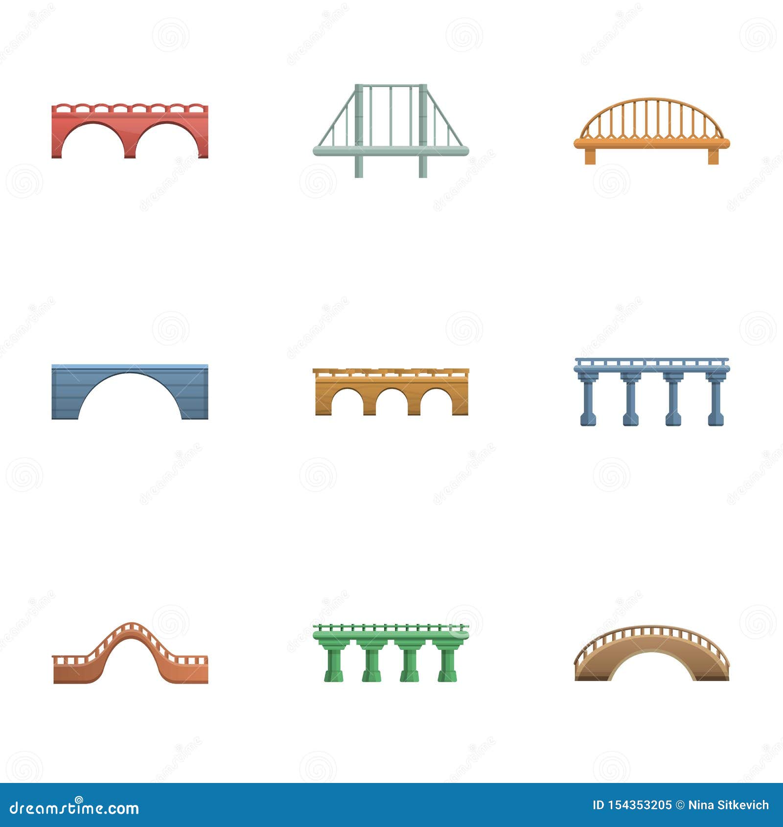 Bridge Icon Set, Cartoon Style Stock Vector - Illustration of ...