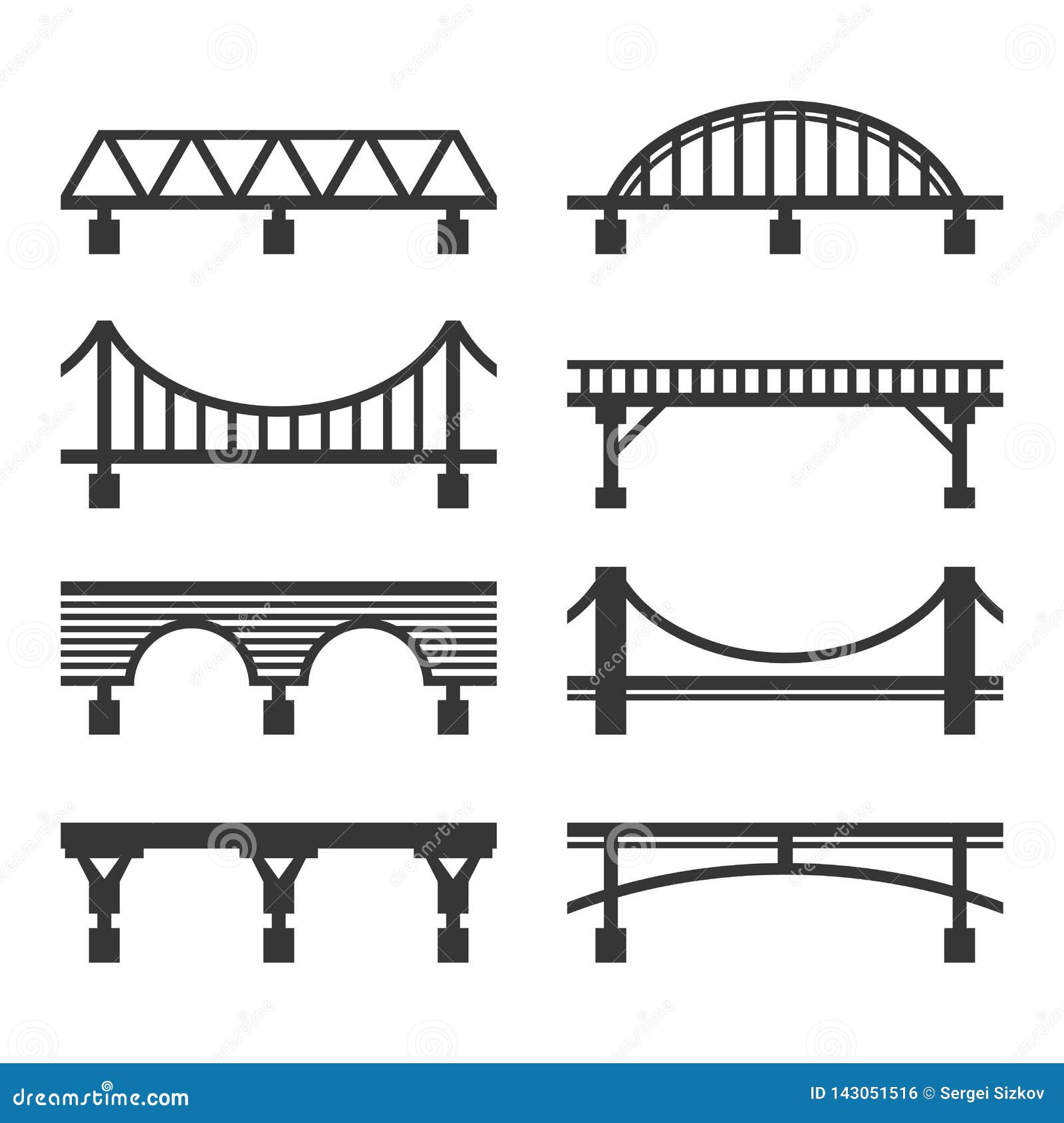 Bridge Icon Set on White Background. Vector Stock Vector - Illustration ...