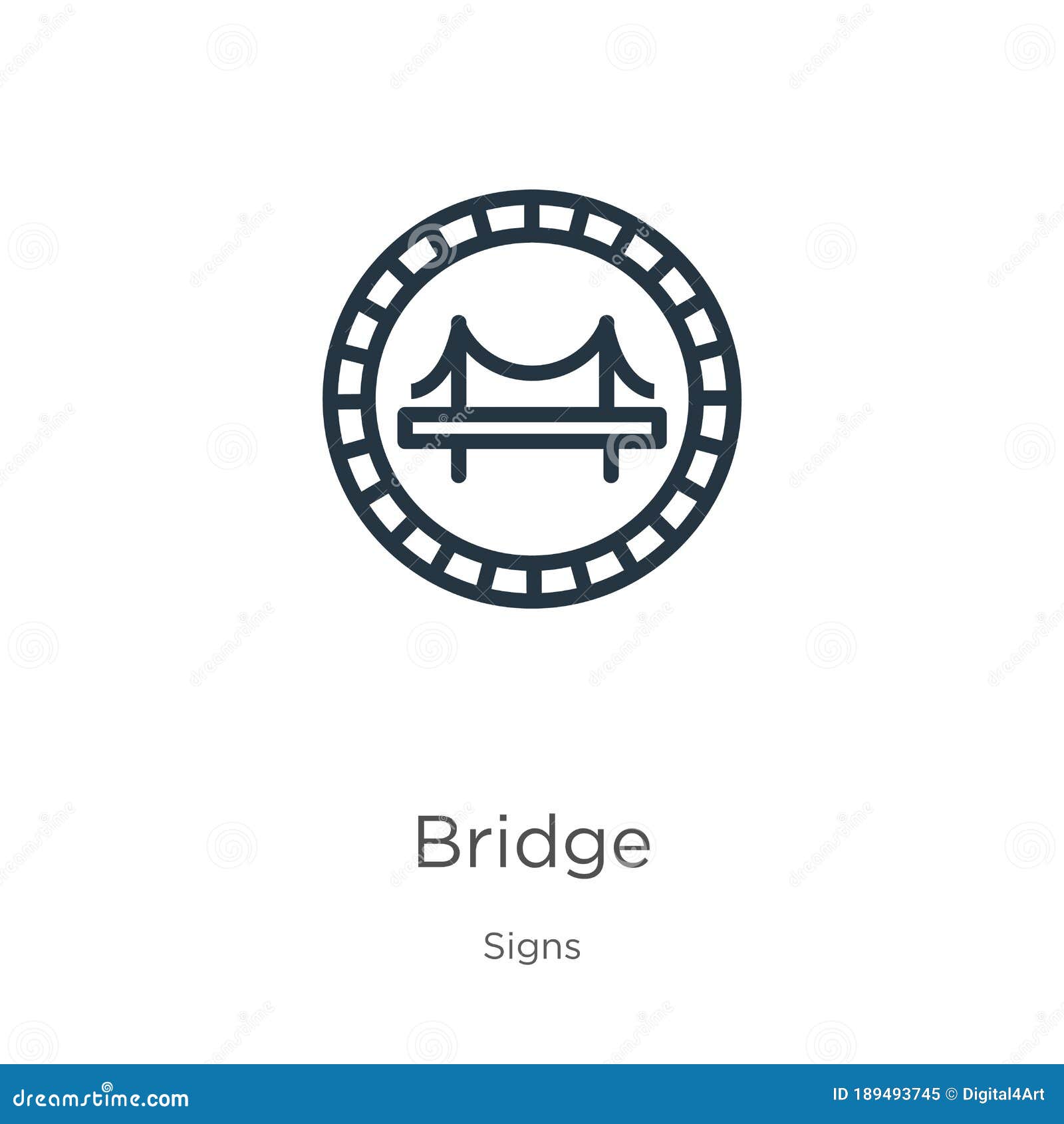 Bridge Icon. Thin Linear Bridge Outline Icon Isolated on White ...