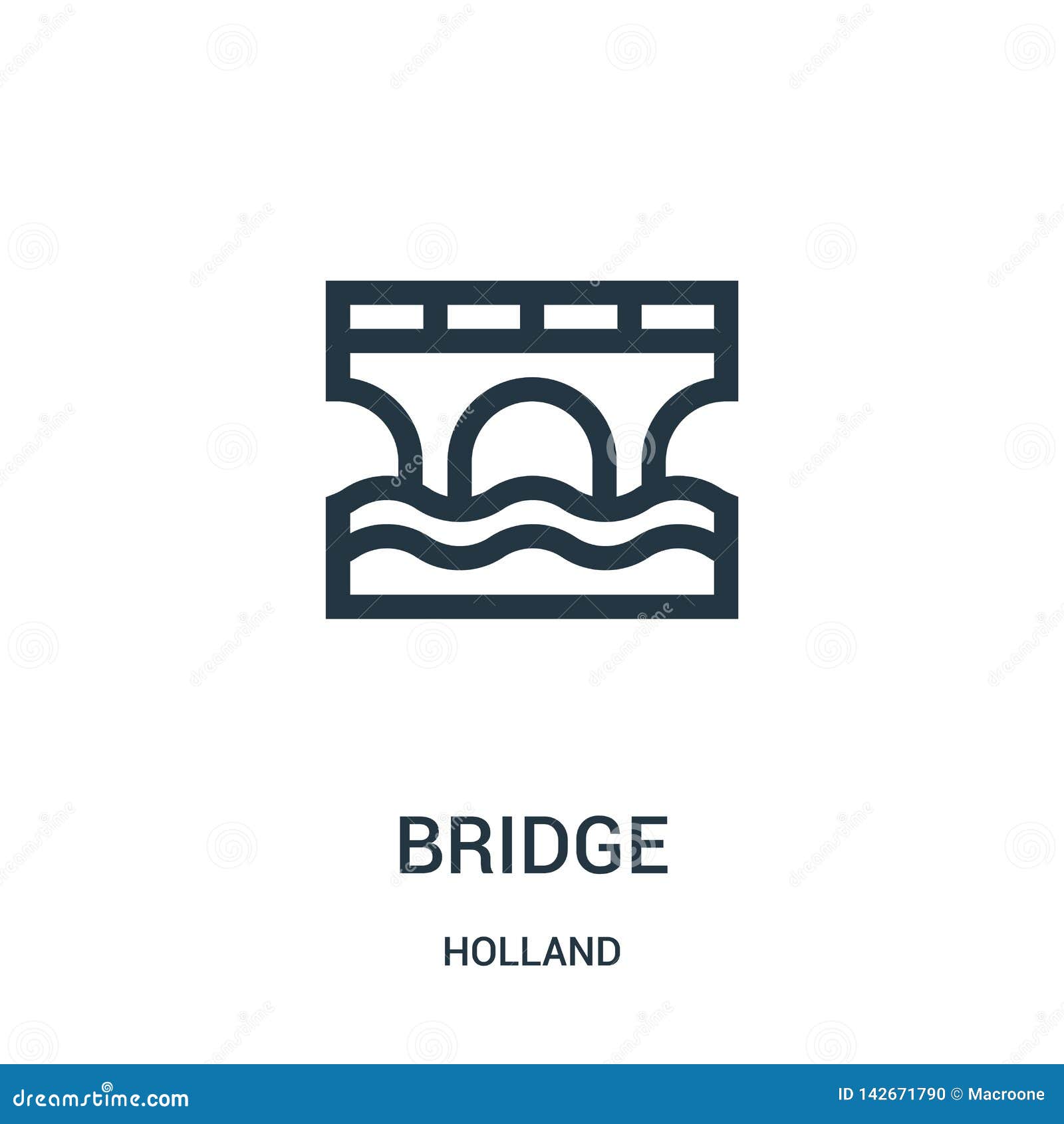 Bridge Icon Vector from Holland Collection. Thin Line Bridge Outline ...