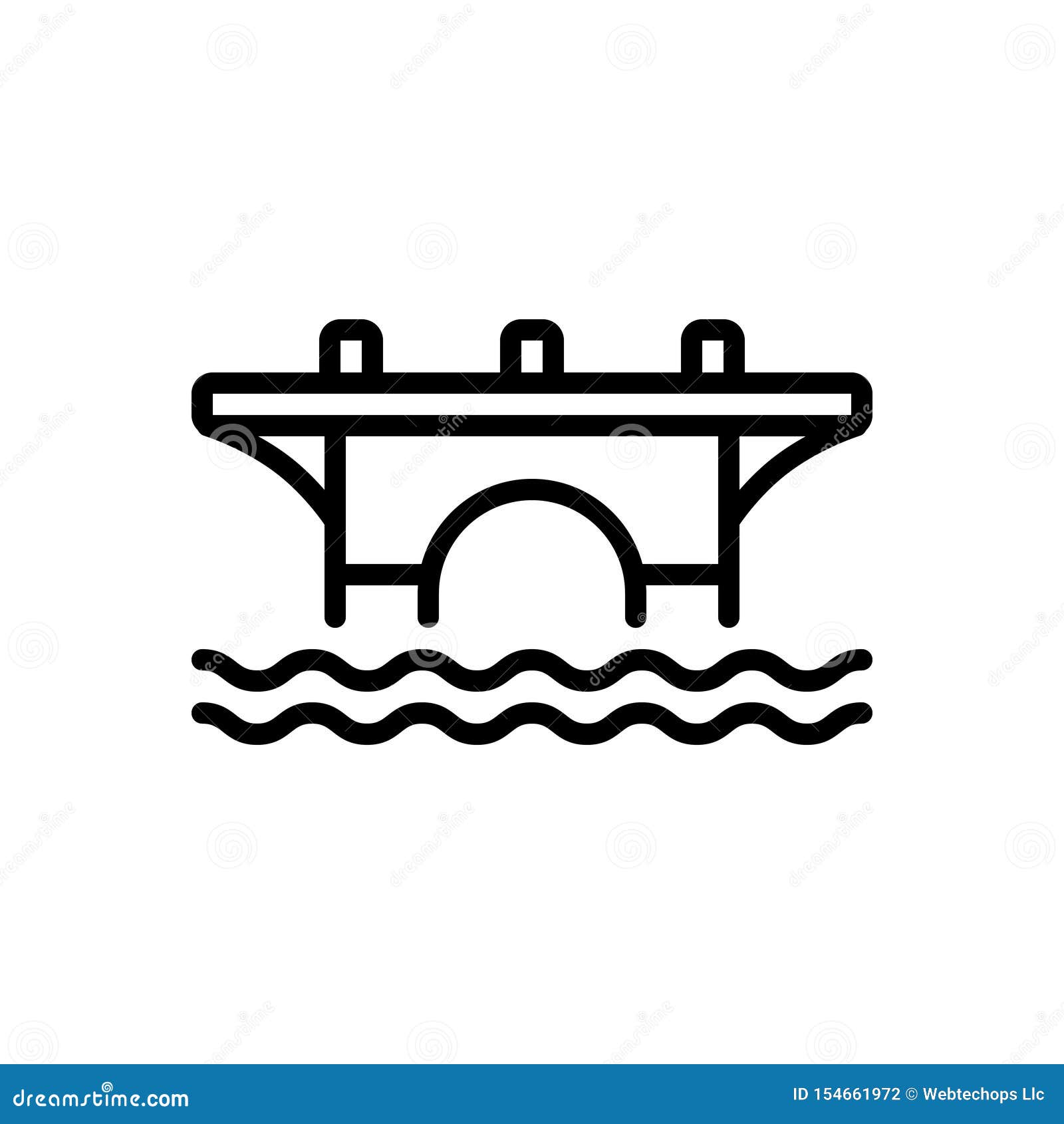Black Line Icon for Bridge, Viaduct and Construction Stock Illustration ...