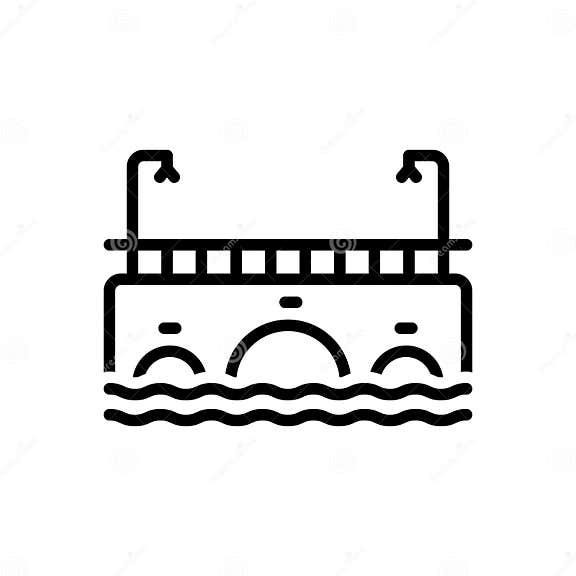 Black Line Icon for Bridge, Viaduct and Overpass Stock Vector ...
