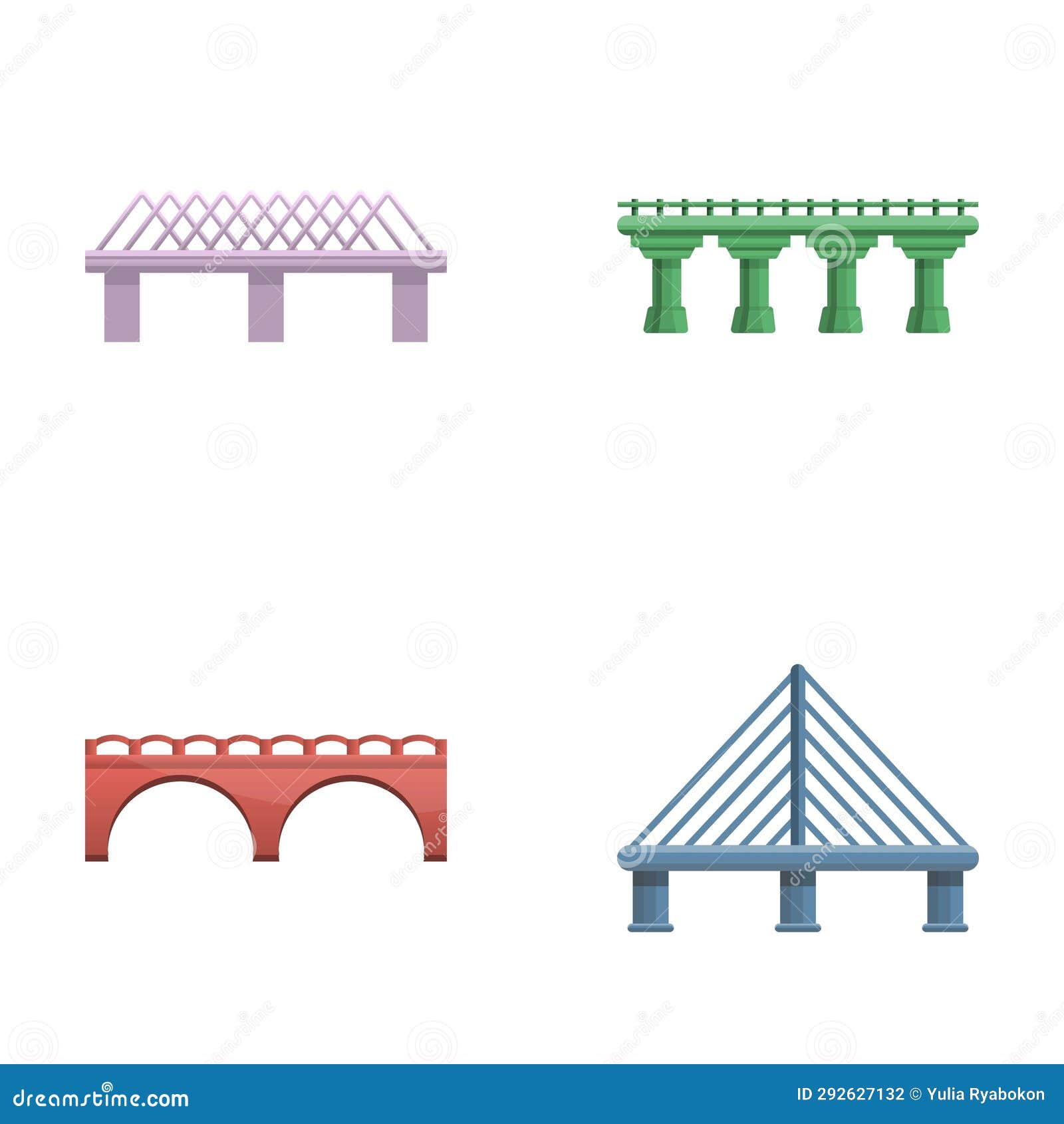 Bridge Icons Set Cartoon Vector. Various Type of Bridge Stock ...