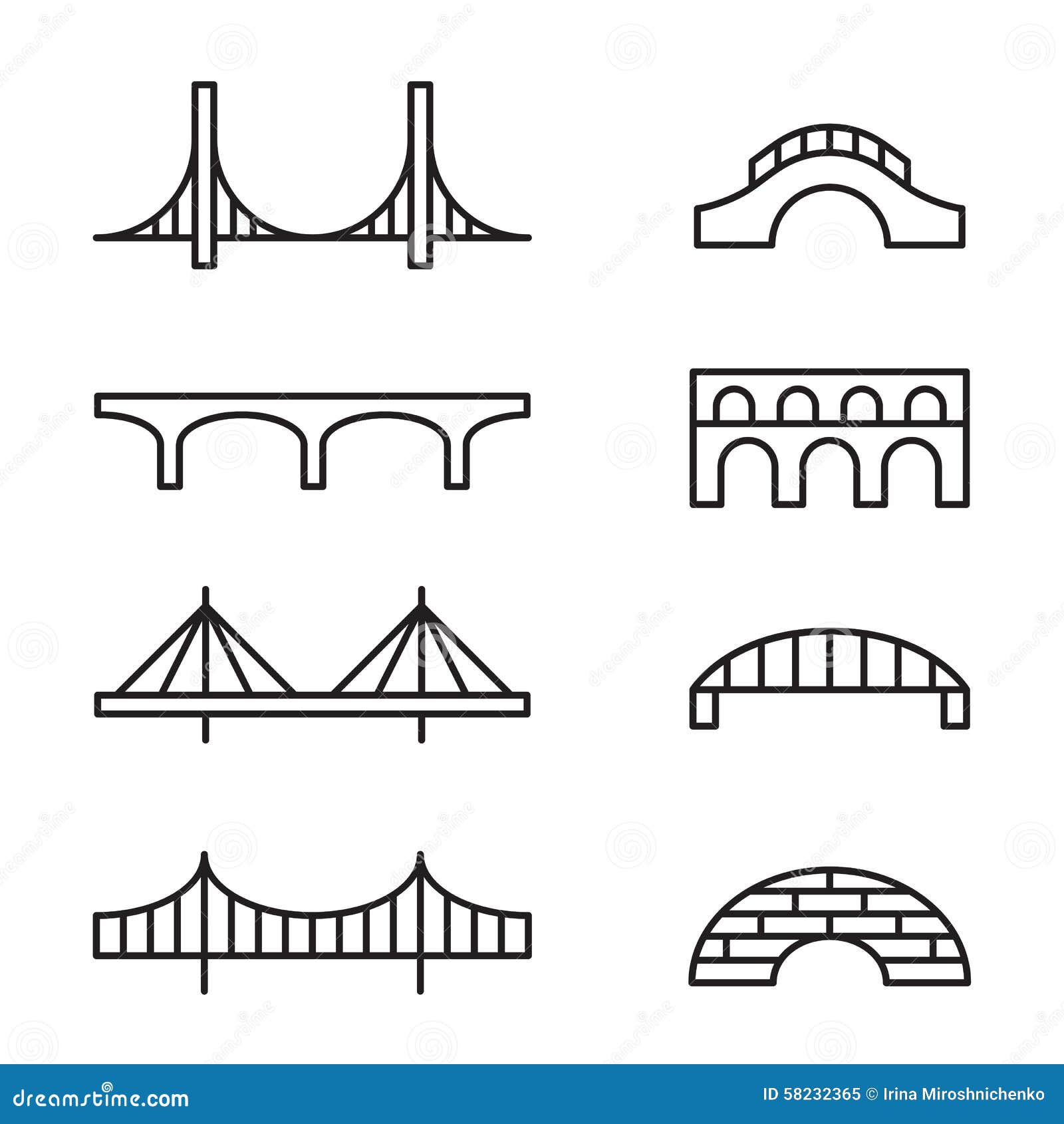 Bridge icons stock vector. Illustration of industry, engineering - 58232365