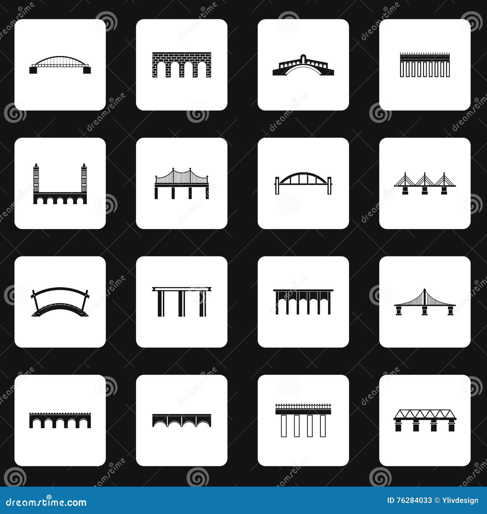 Bridge Icons Set in Simple Style Stock Vector - Illustration of ...