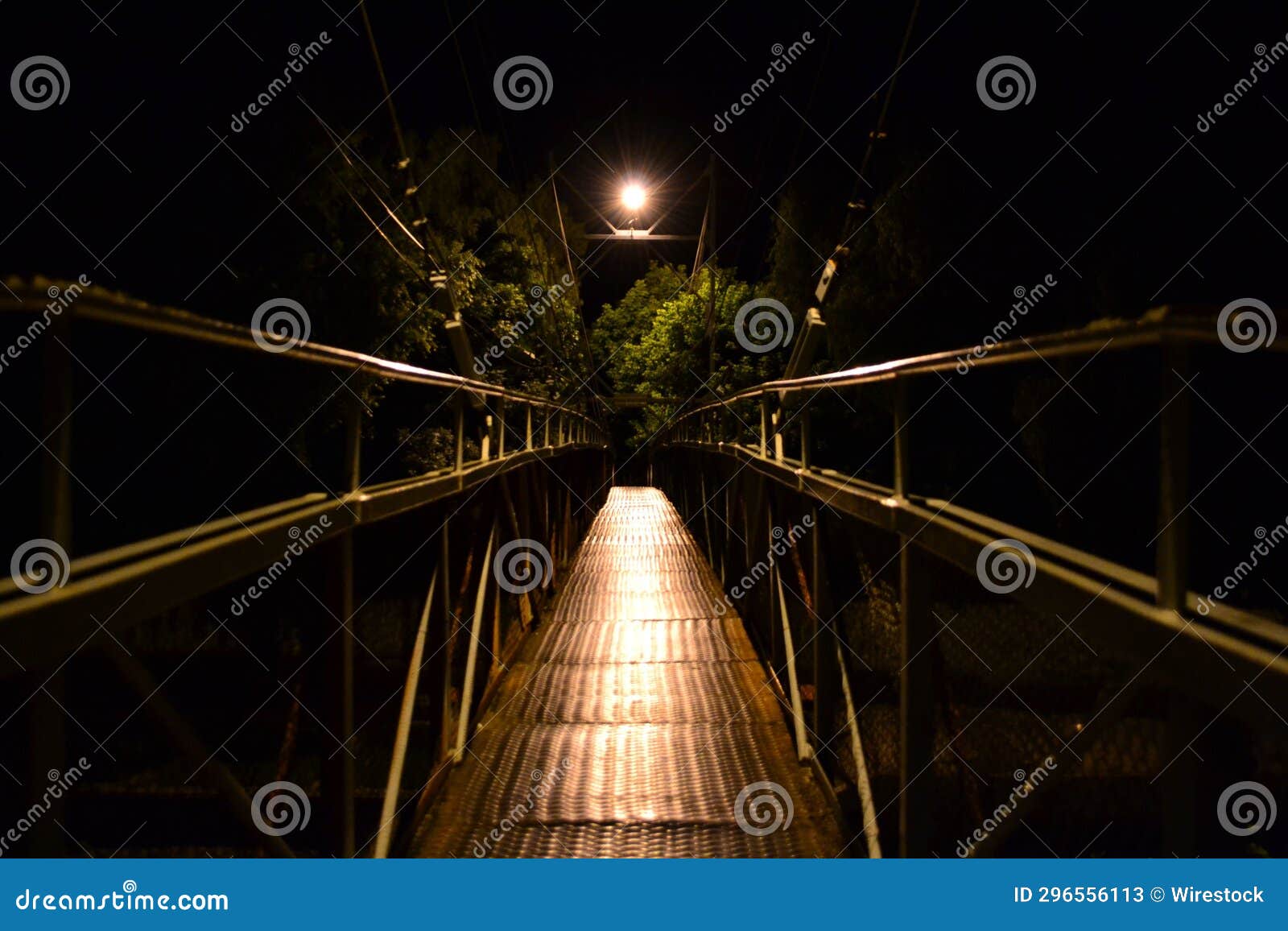 Bridge Illuminated by Multiple Lights at Night. Stock Image - Image of ...