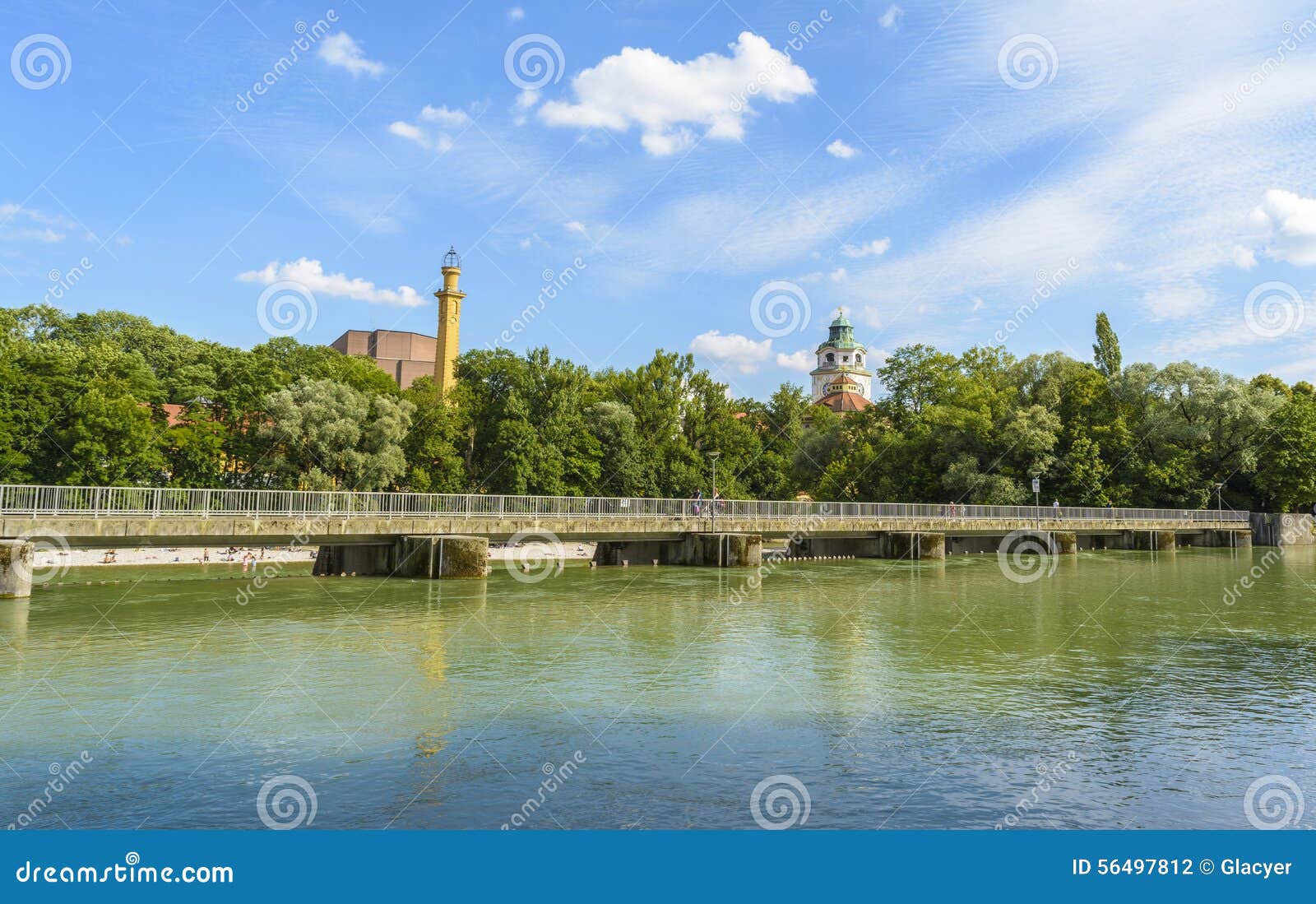 Bridge on Isar river stock photo. Image of landmark, attraction - 56497812
