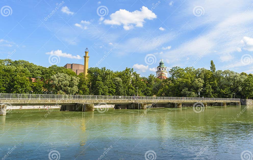 Bridge on Isar river stock photo. Image of landmark, attraction - 56497812