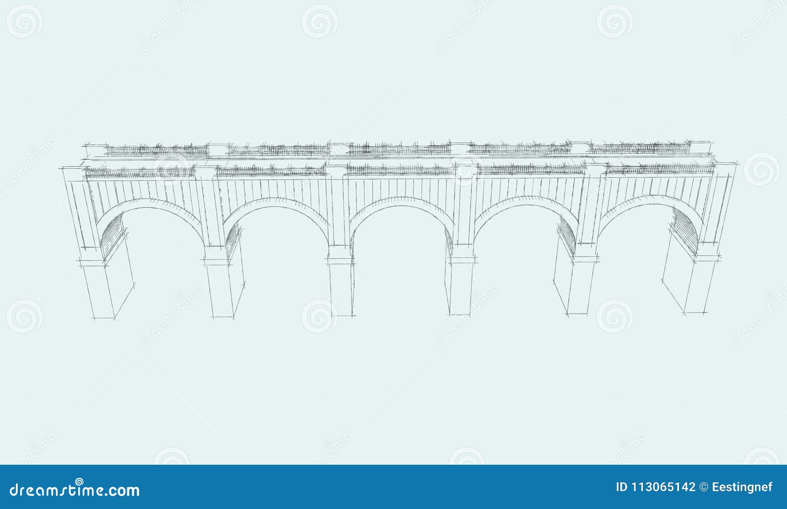 Bridge. Isolated on Grey Background. Sketch Illustration Stock ...