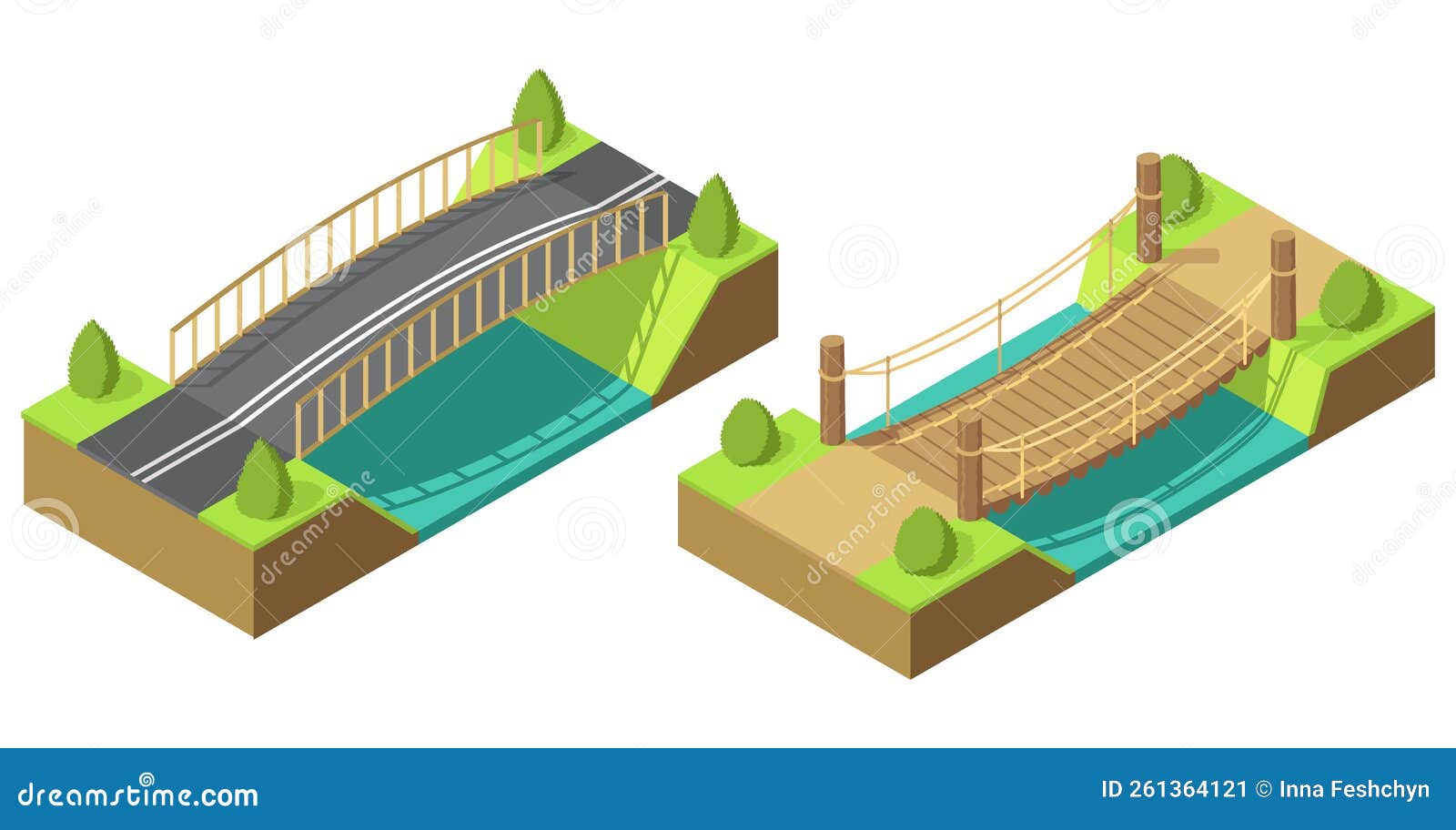Bridge Isometric Set. 3d Isolated Drawing Elements of Modern Urban ...