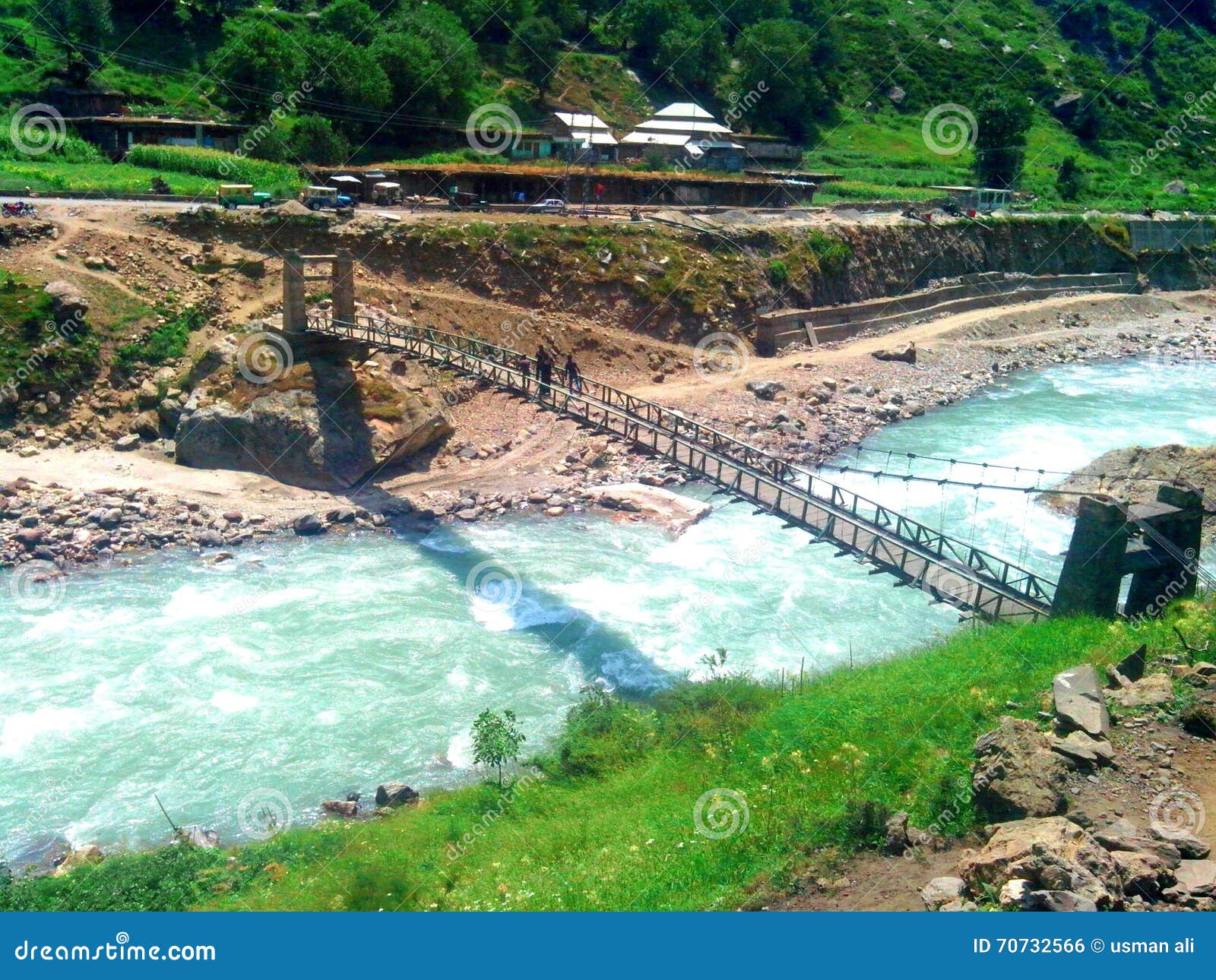 Bridge in kaghan pakistan stock photo. Image of pedestrian - 70732566