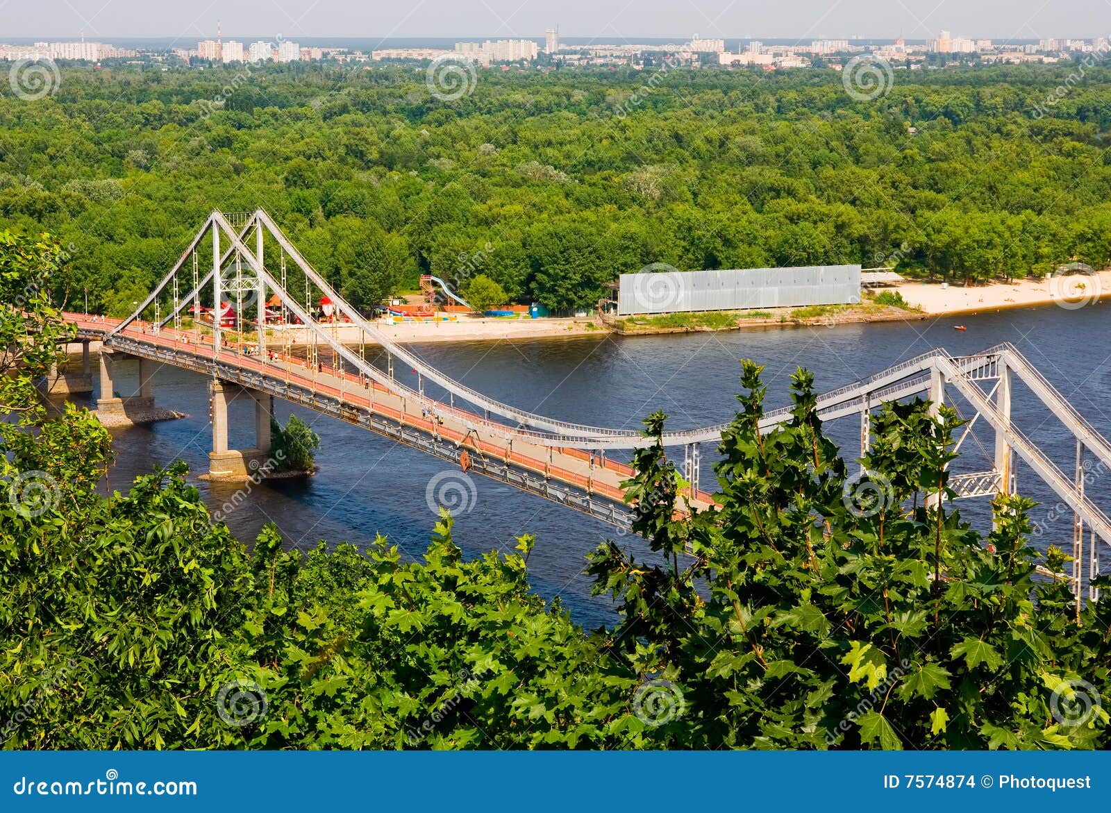 Bridge in Kyiv Ukraine stock photo. Image of suspension - 7574874