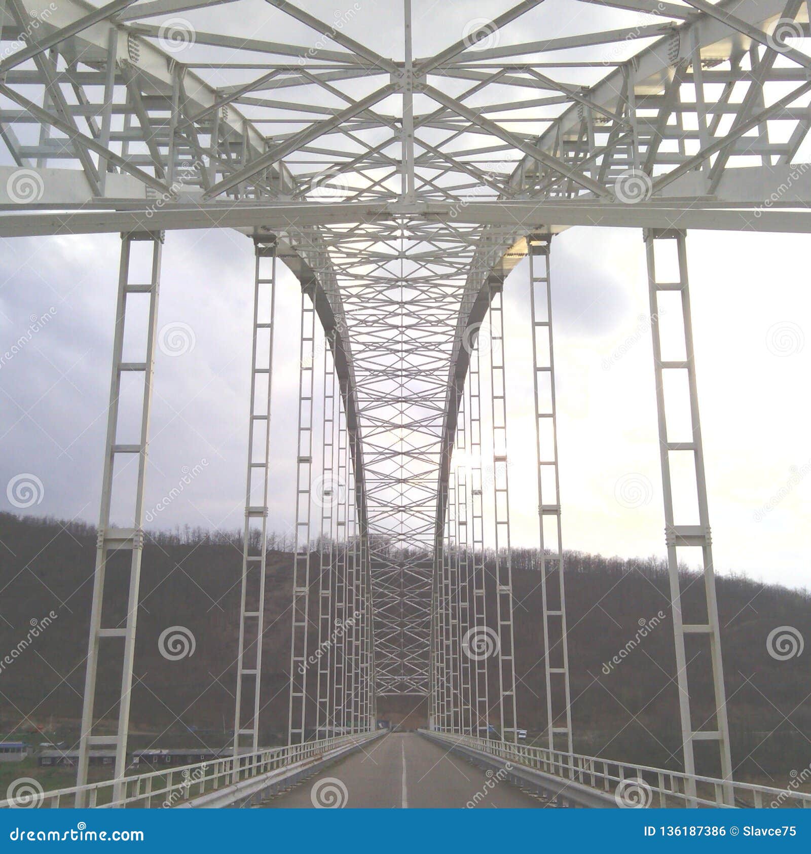 Bridge on the lake stock photo. Image of high, iron - 136187386