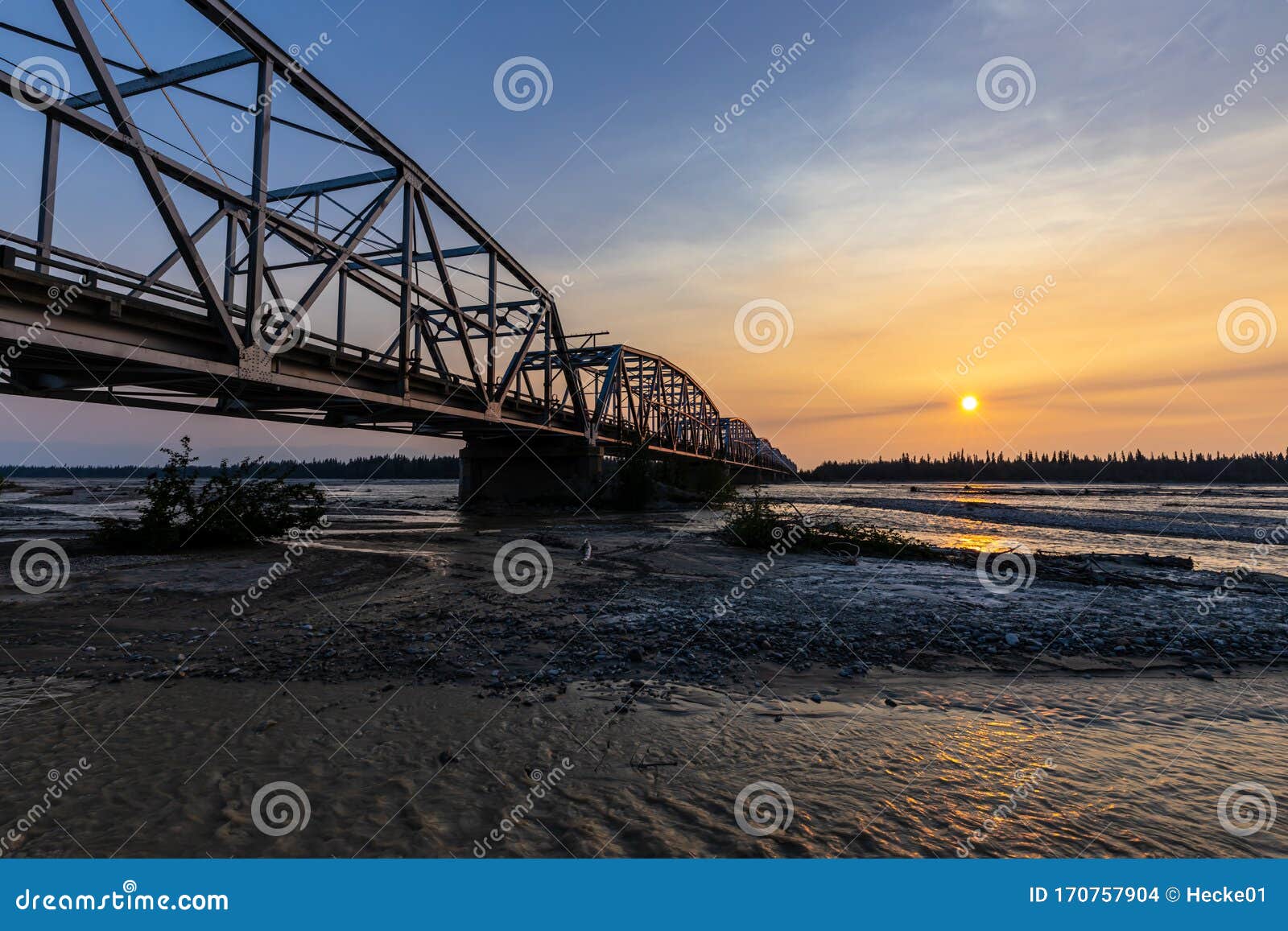 Bridge in the Landscape of the Alaska Highway Stock Photo - Image of ...