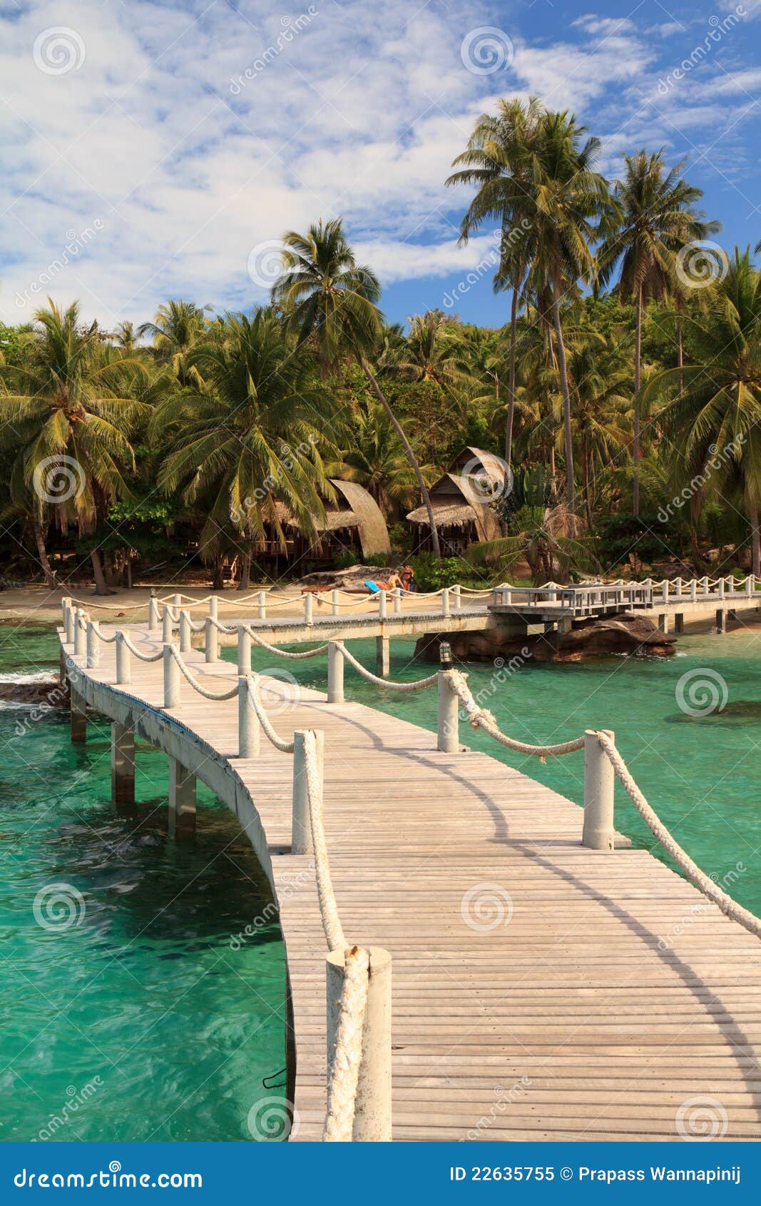 Bridge Lead To Tropical Beach Stock Image - Image of outdoor, ocean ...