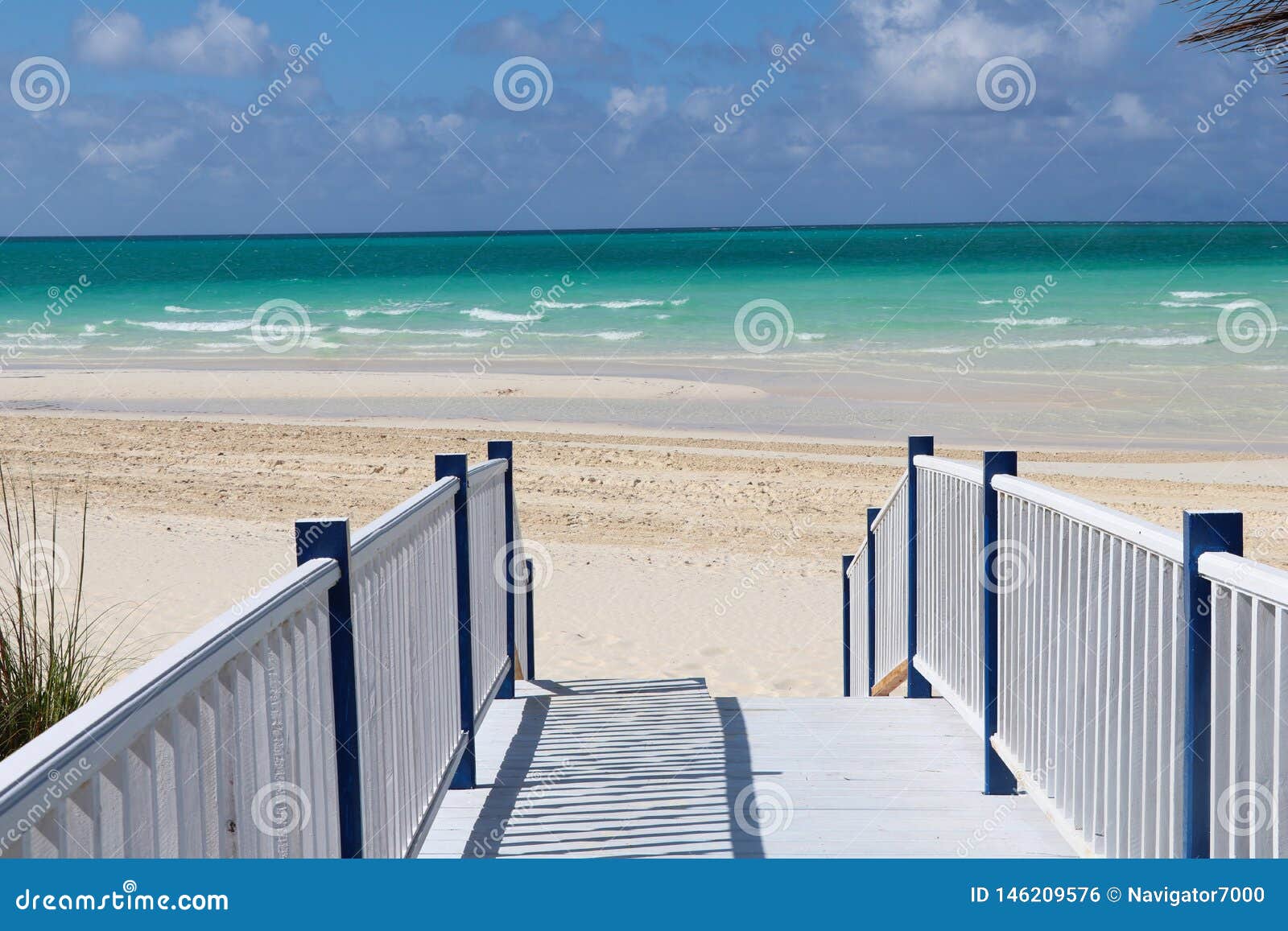 Bridge Leading Onto Caribbean Paradise Beach Stock Photo - Image of ...