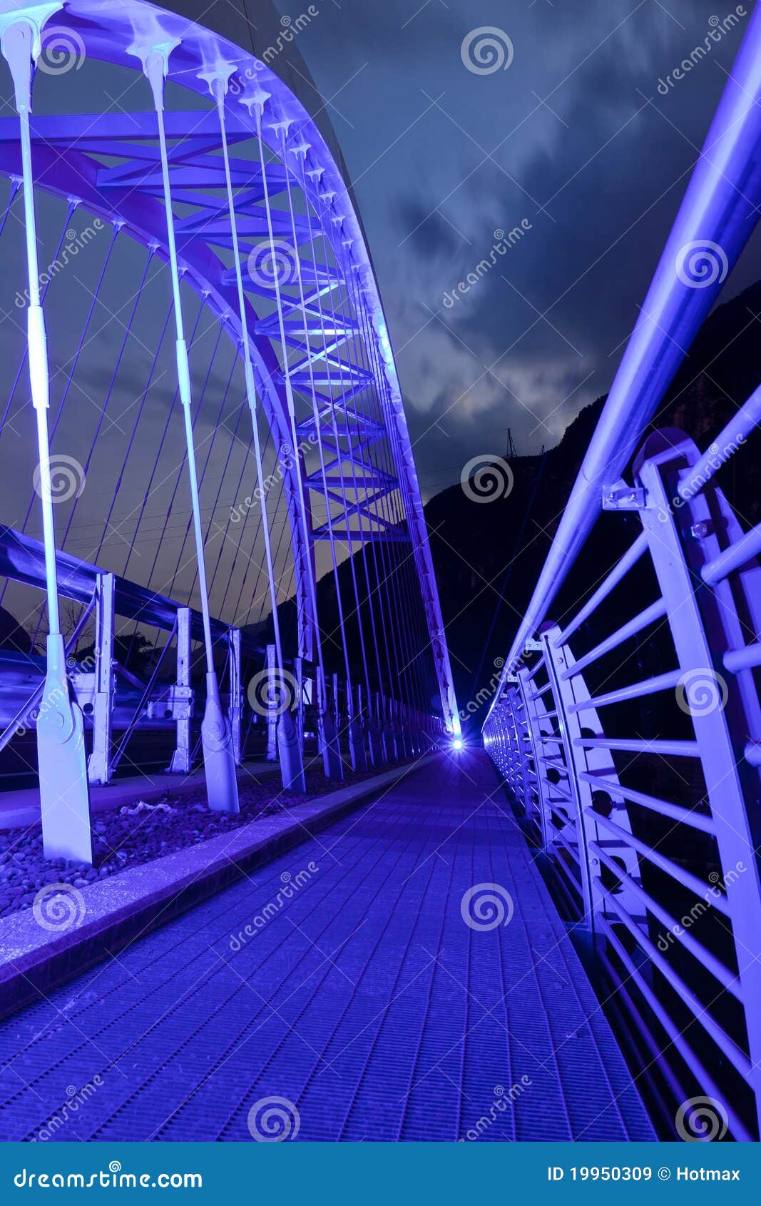 Bridge lighted in purple stock image. Image of night - 19950309