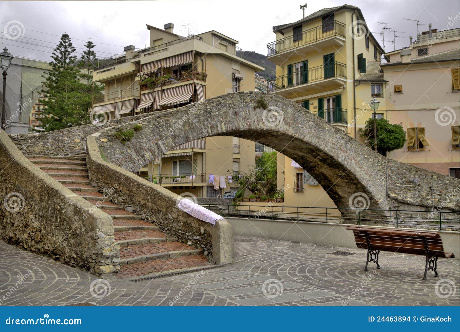 Bridge in a Ligurian Coast Village Stock Photo - Image of house ...