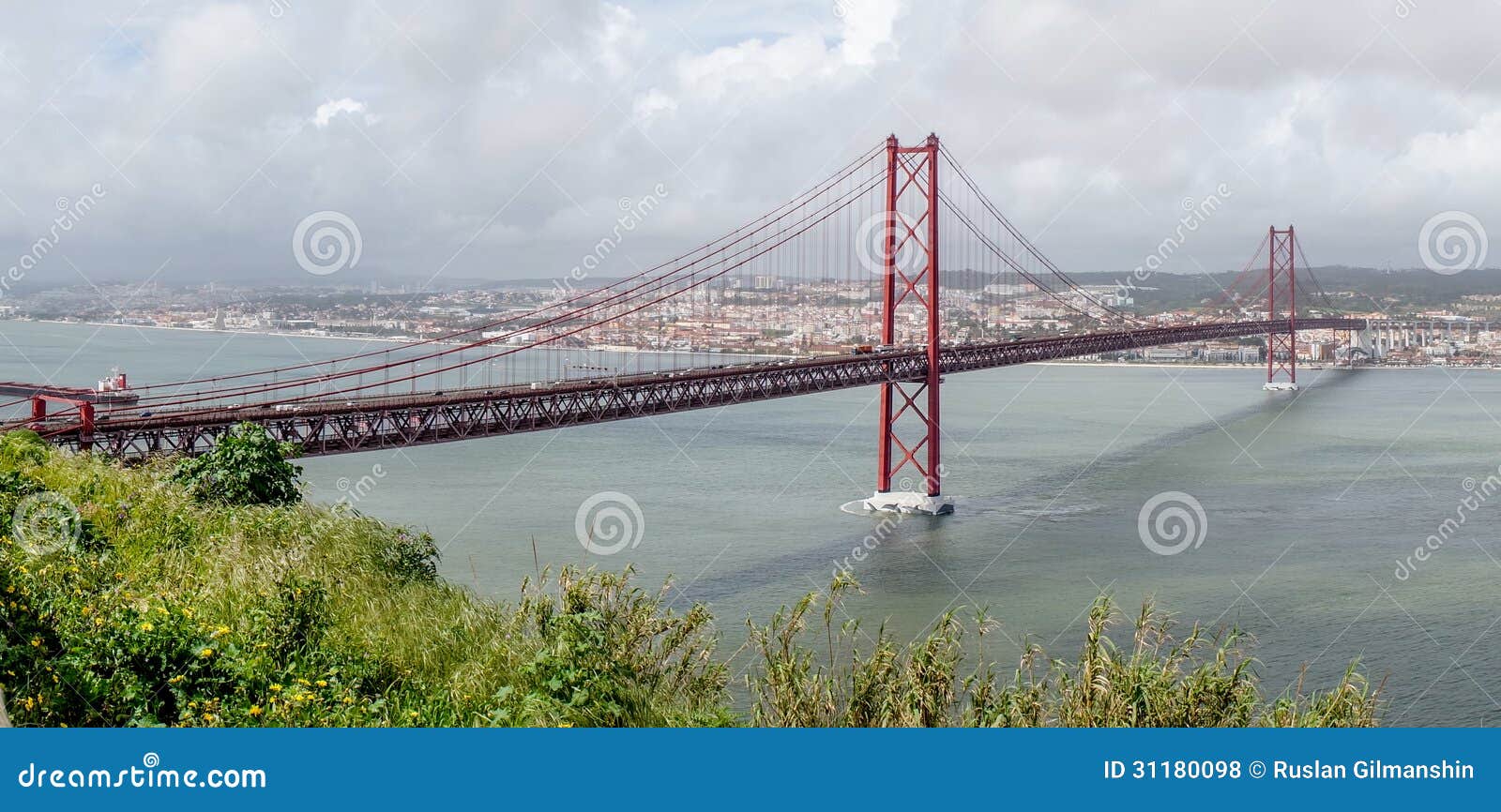 Bridge in Lisbon stock photo. Image of gate, engineering - 31180098