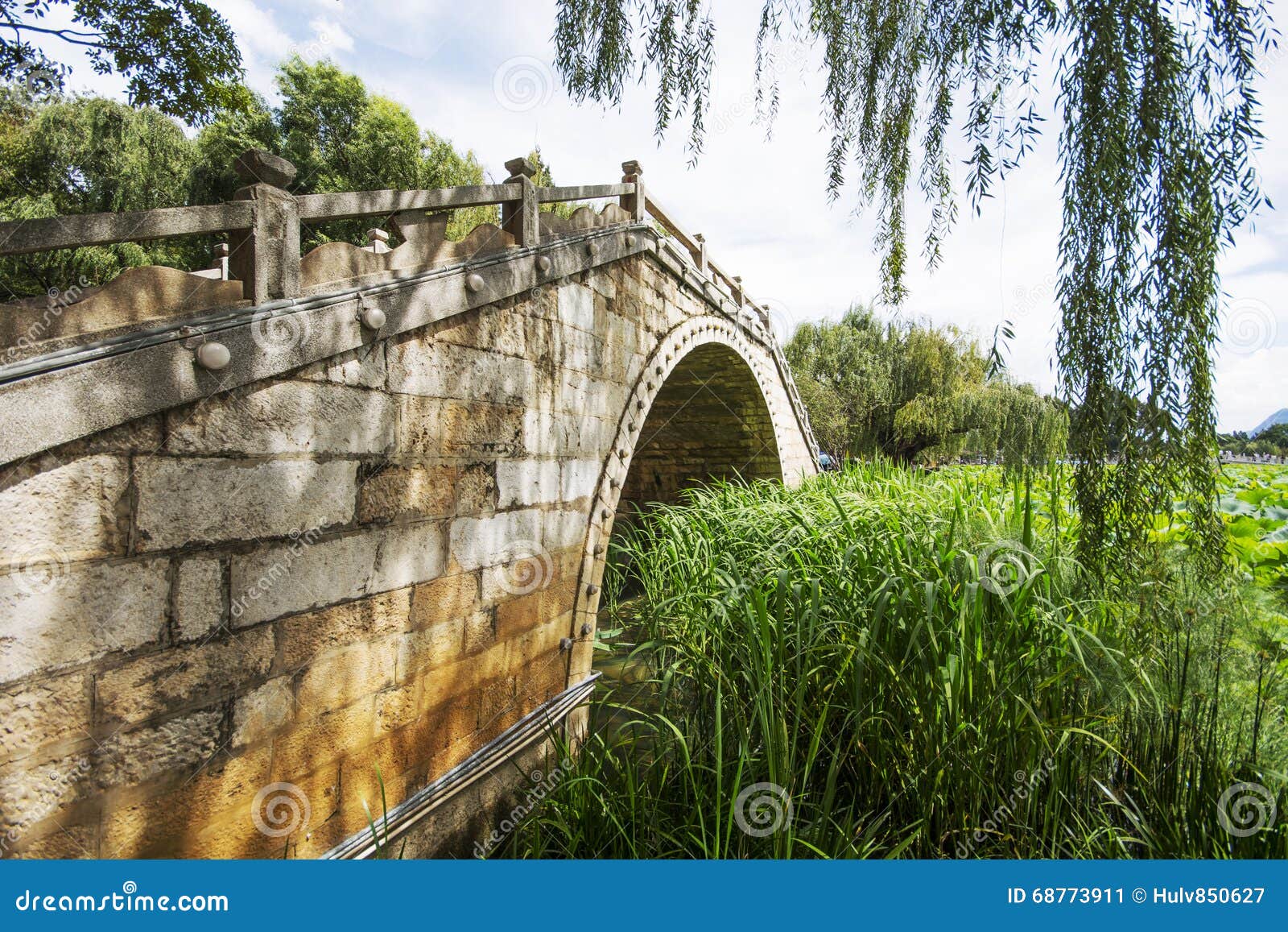 Bridge on the lotus pool stock image. Image of buddhist - 68773911