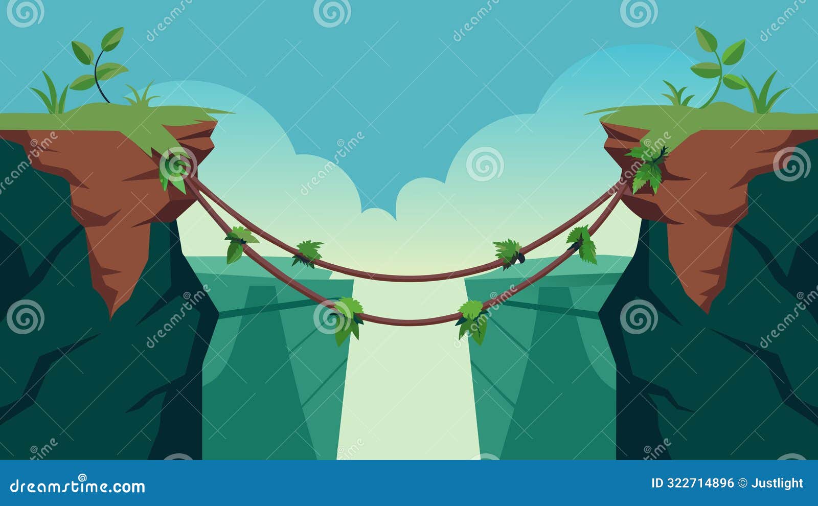 A Bridge Made of Intertwining Vines Spanning a Gap between Two Tall ...