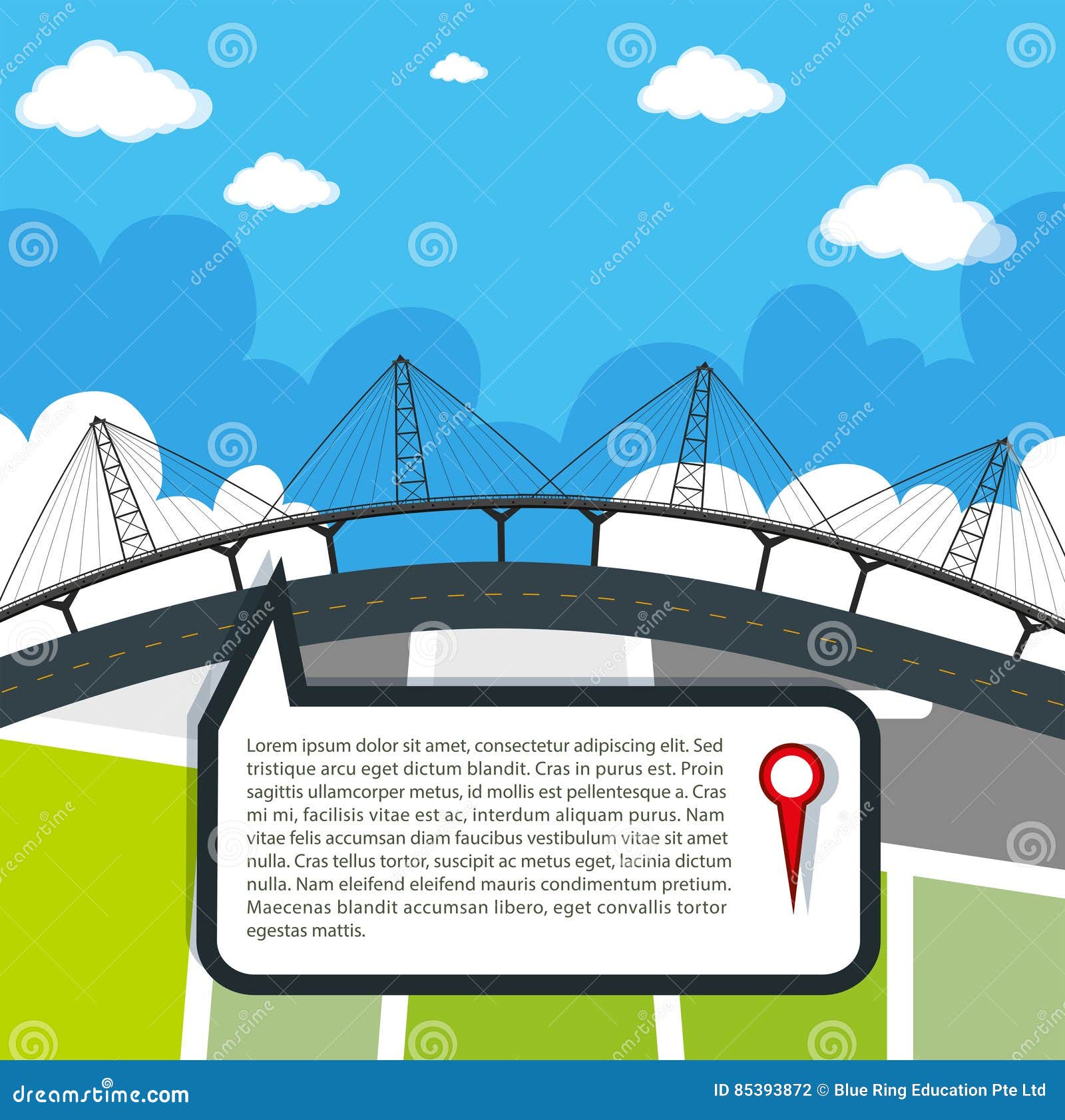 Bridge and map over water stock vector. Illustration of road - 85393872